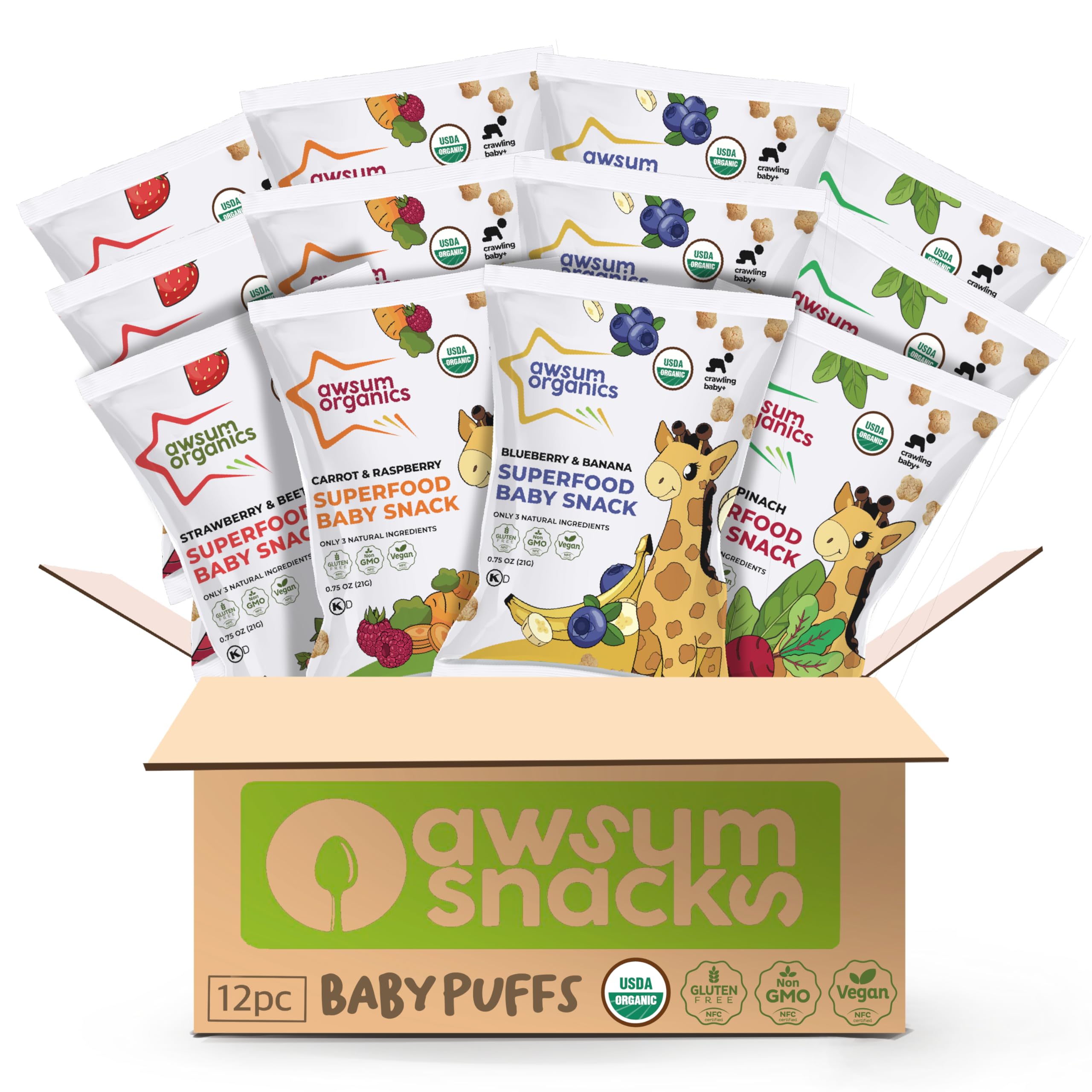 Amazon.com: Awsum Organics Baby Snacks - Happy Healthy Baby Food ...