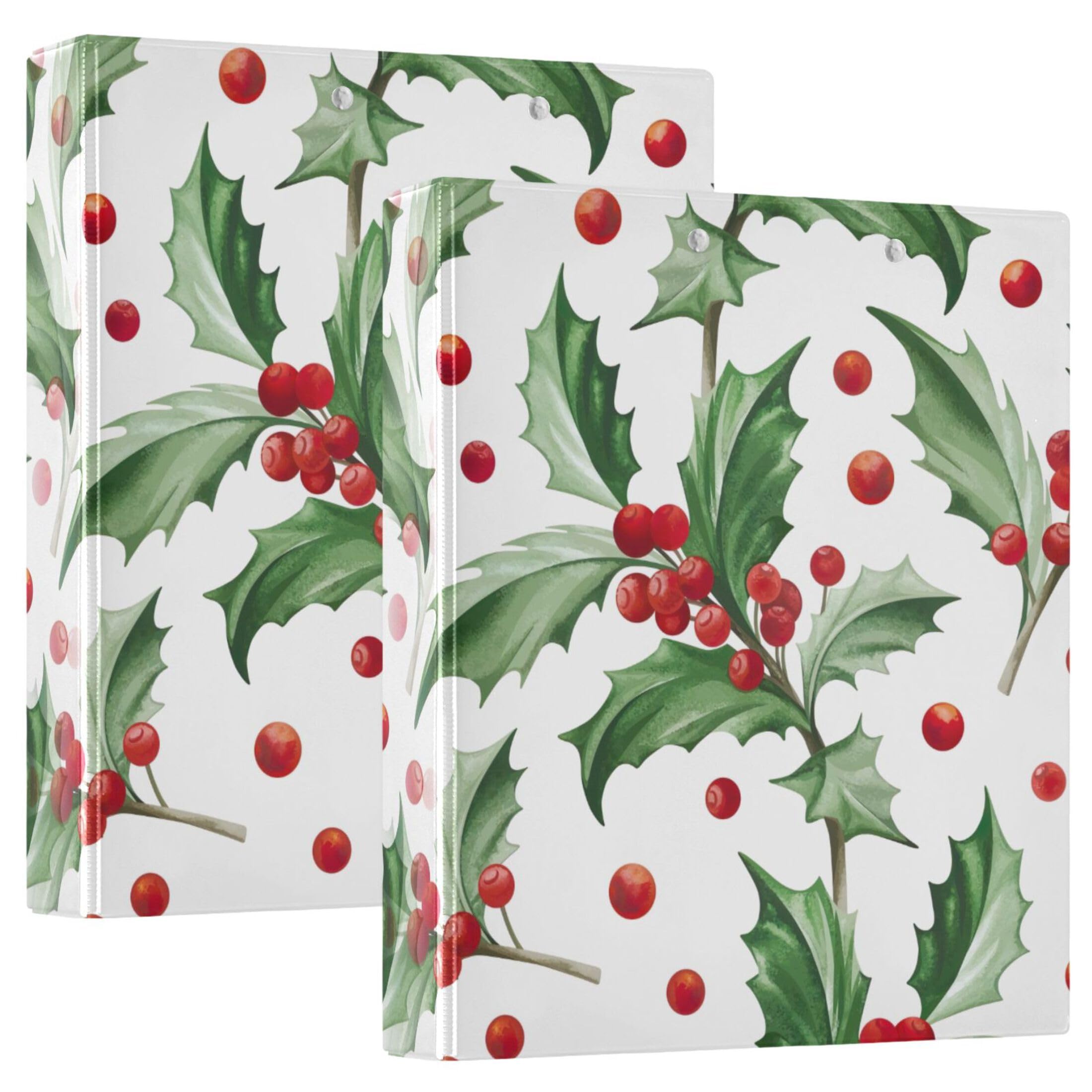 Amazon.com : Christmas Holly Berry Three Ring Binder 1.5 Inch Hold 200 ...