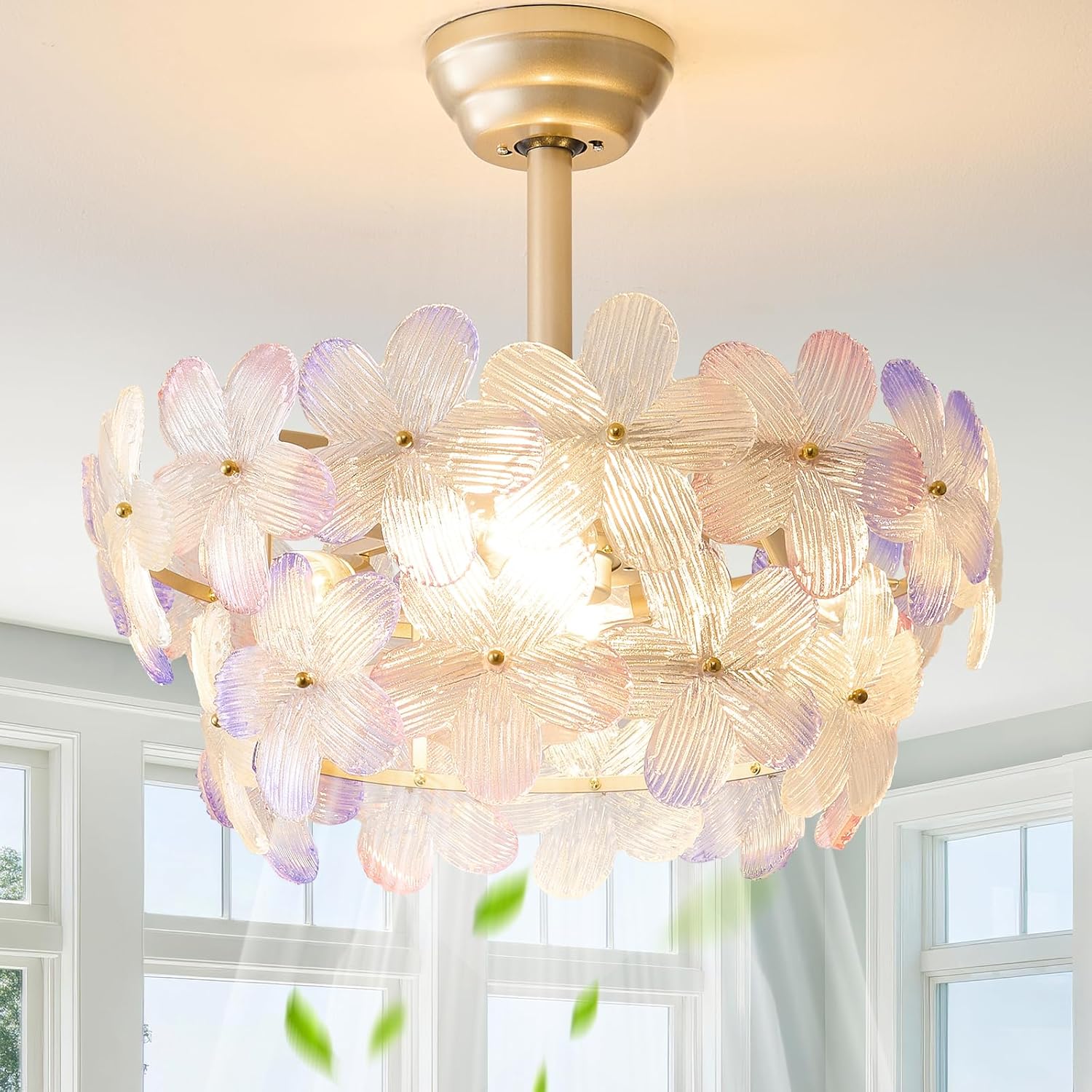 MizWacky Gold Crystal Fandelier Ceiling Fans with Lights, 20" Gold ...