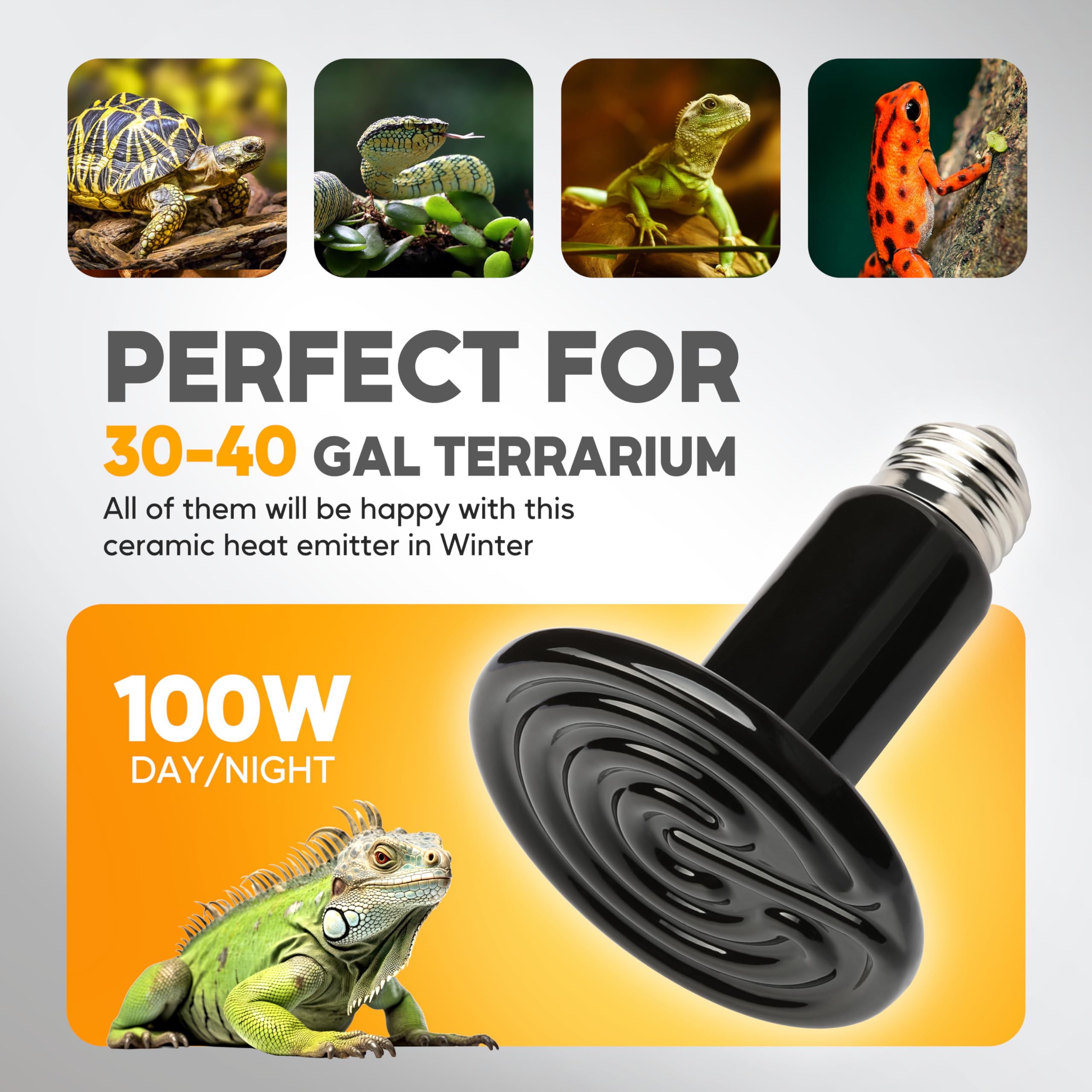 Snapklik.com : 100W Reptile Heat Lamp Ceramic Heat Emitter, No Light ...