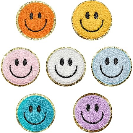 Amazon.com: 12 Pcs Smile Face Patch Iron On Patches Happy Face Chenille ...