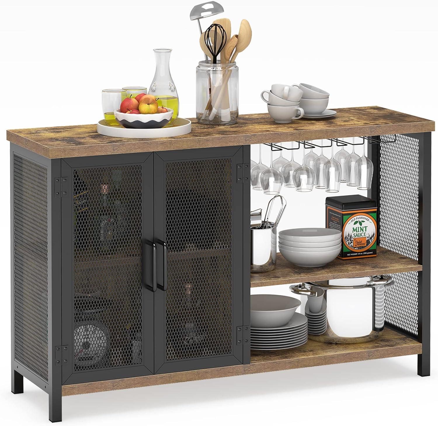 WiberWi Buffet Cabinet Coffee Bar Table Storage Cabinet, Farmhouse ...
