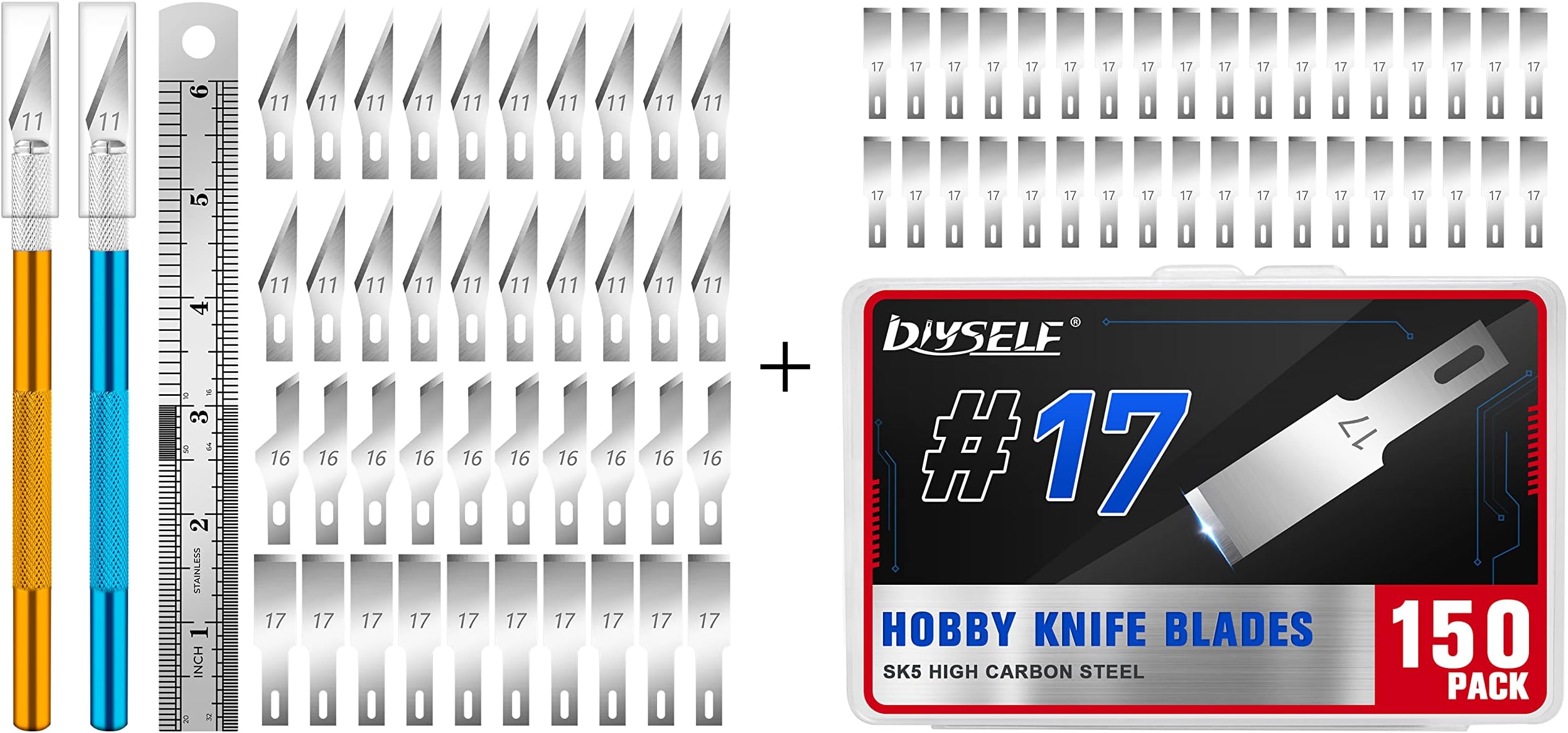 Amazon.com: DIYSELF Hobby Knife Kit 40 Extra Knife Blades with 150 PCS ...