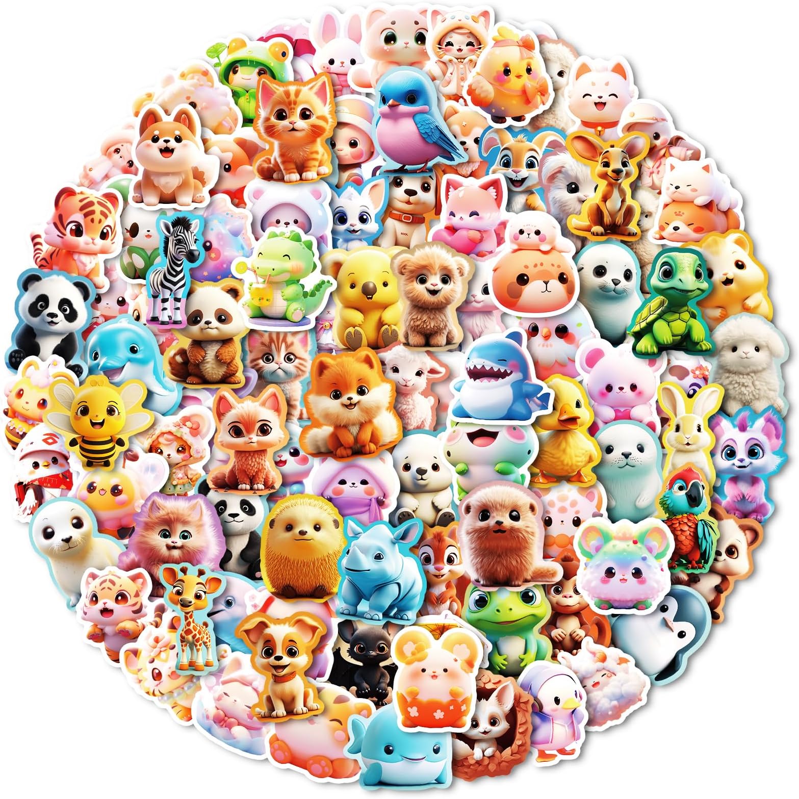 Amazon.com: 100 PCS Cute Animal Stickers,Kawaii Stickers for Kids Girls ...
