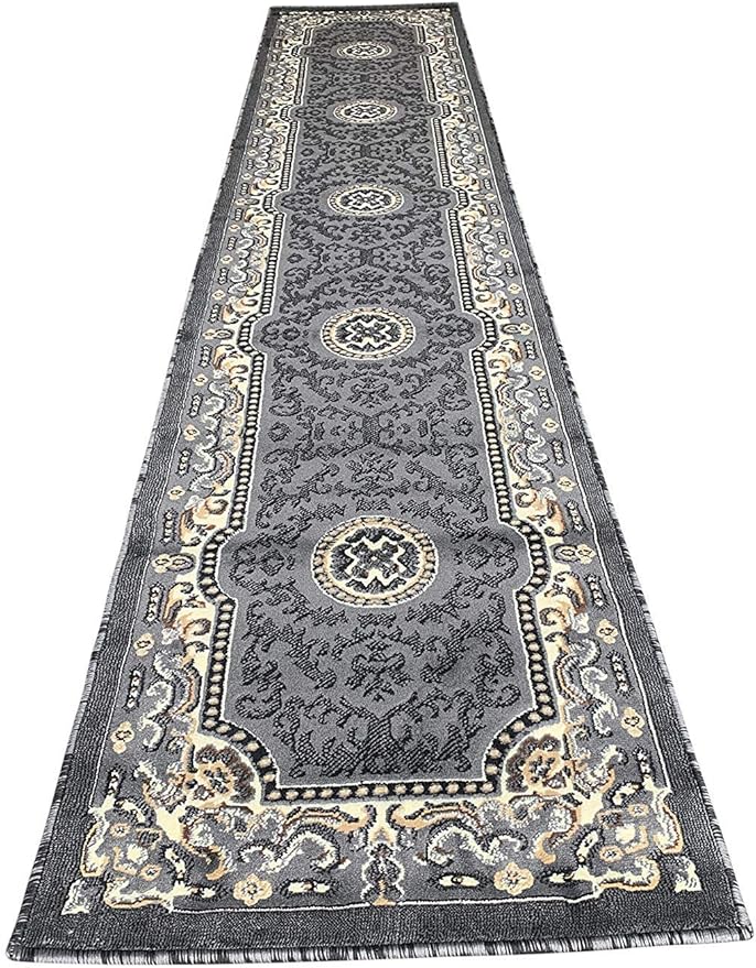 Amazon Kingdom Traditional Long Runner Area Rug Grey Black Beige Amazon Kingdom Traditional Long Runner Area Rug Grey Black Beige