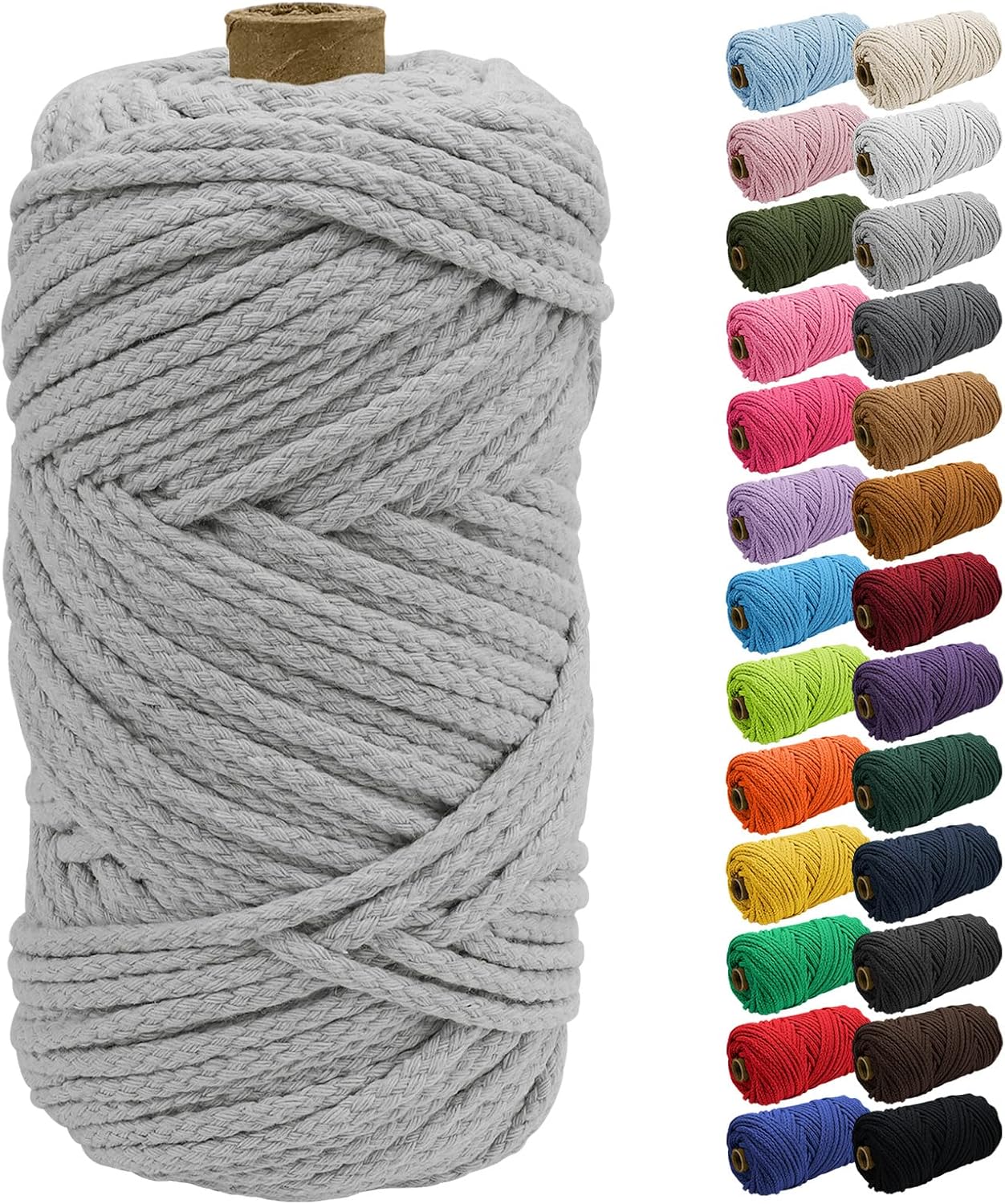 Amazon.com: JeogYong Braided Macrame Cord 5mm x 295ft, Natural 8-Strand ...