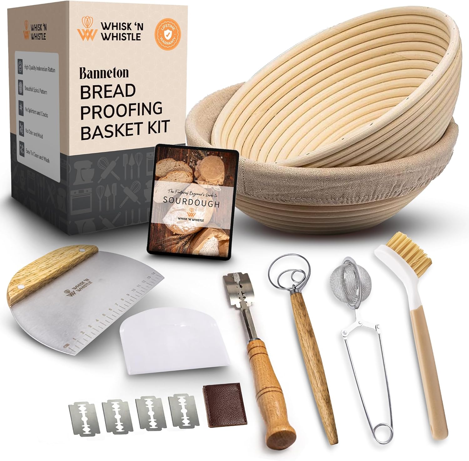 Amazon.com: Banneton Bread Proofing Basket Set, 2x Round 9 Inch Bread ...