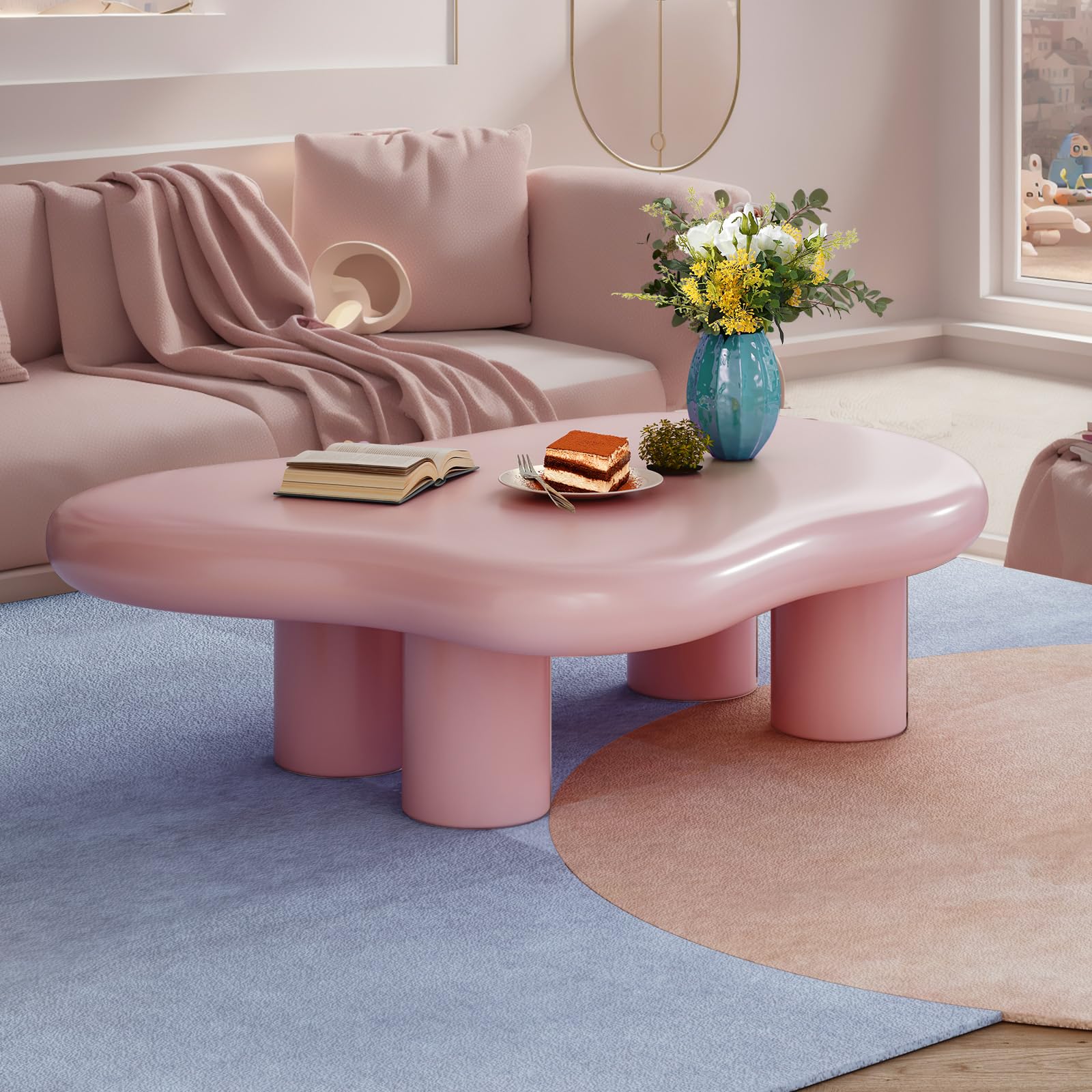 Amazon.com: 47" Cloud Coffee Table,Modern Coffee Table,Cloud Shape Irregular Wood Coffee Table ...