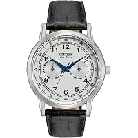 Citizen Eco-Drive Silver Dial Black Leather Men's Watch