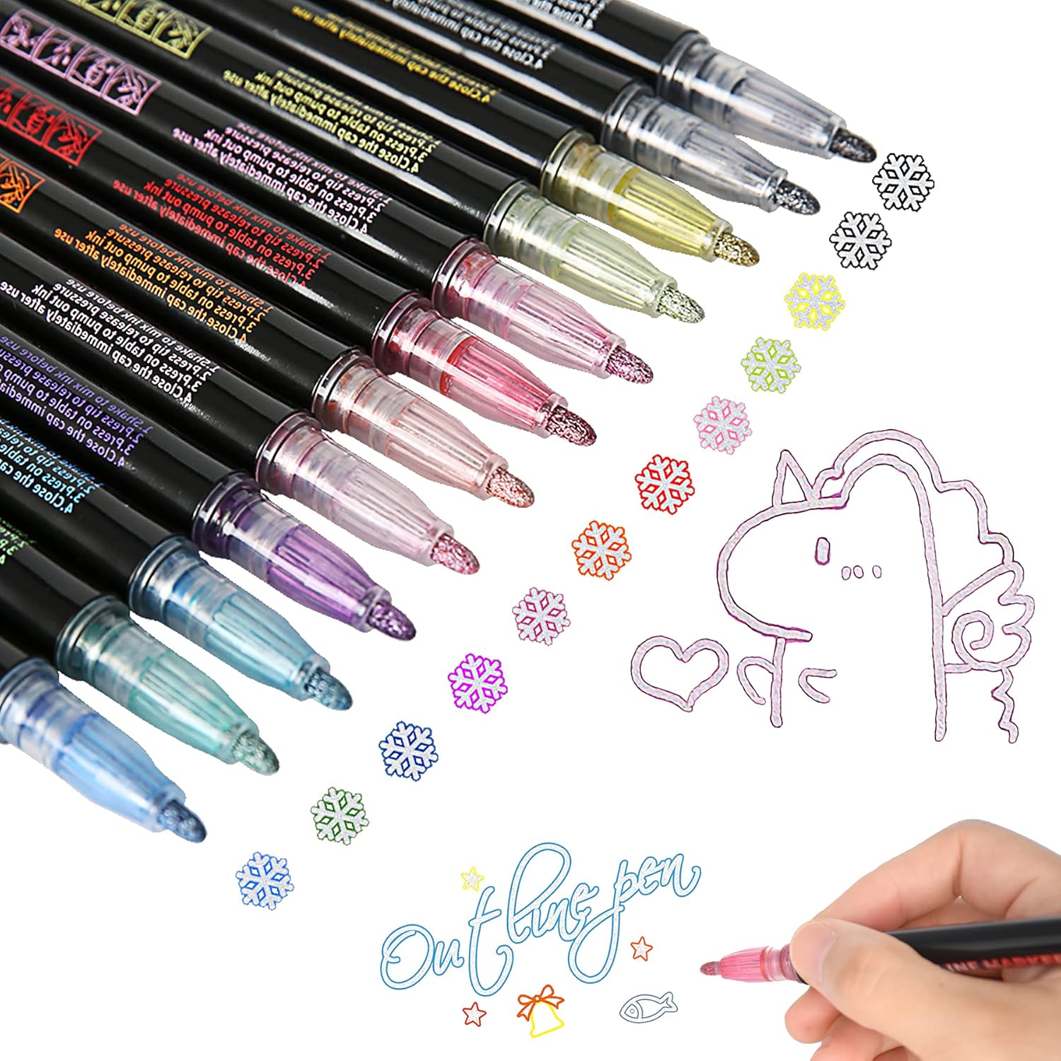 Amazon.com: Gondiane Double Line Outline Pens, 12 Colors Outline ...