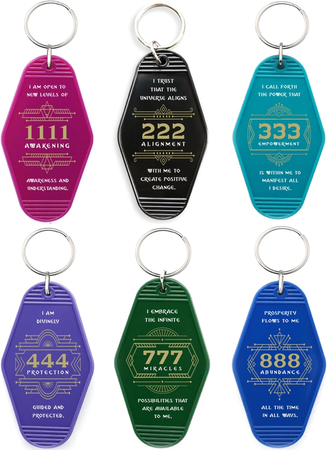 Giftphoria Angel Number Metaphysical Keychains (Set of 6) - 1111 222 ...
