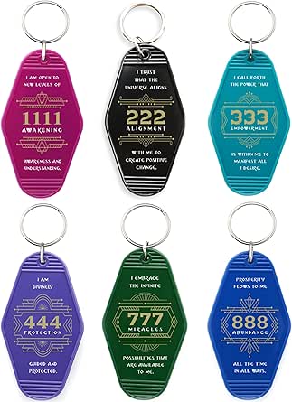 Giftphoria Angel Number Metaphysical Keychains (Set of 6) - 1111 222 ...