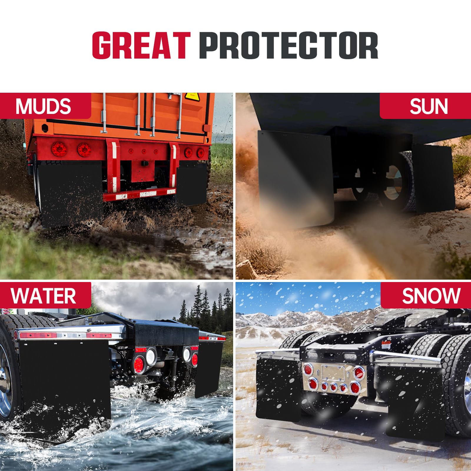 Heavy Duty Mud Flaps 24x24 Semi Truck Mud Flaps - Heavy Duty Rubber ...