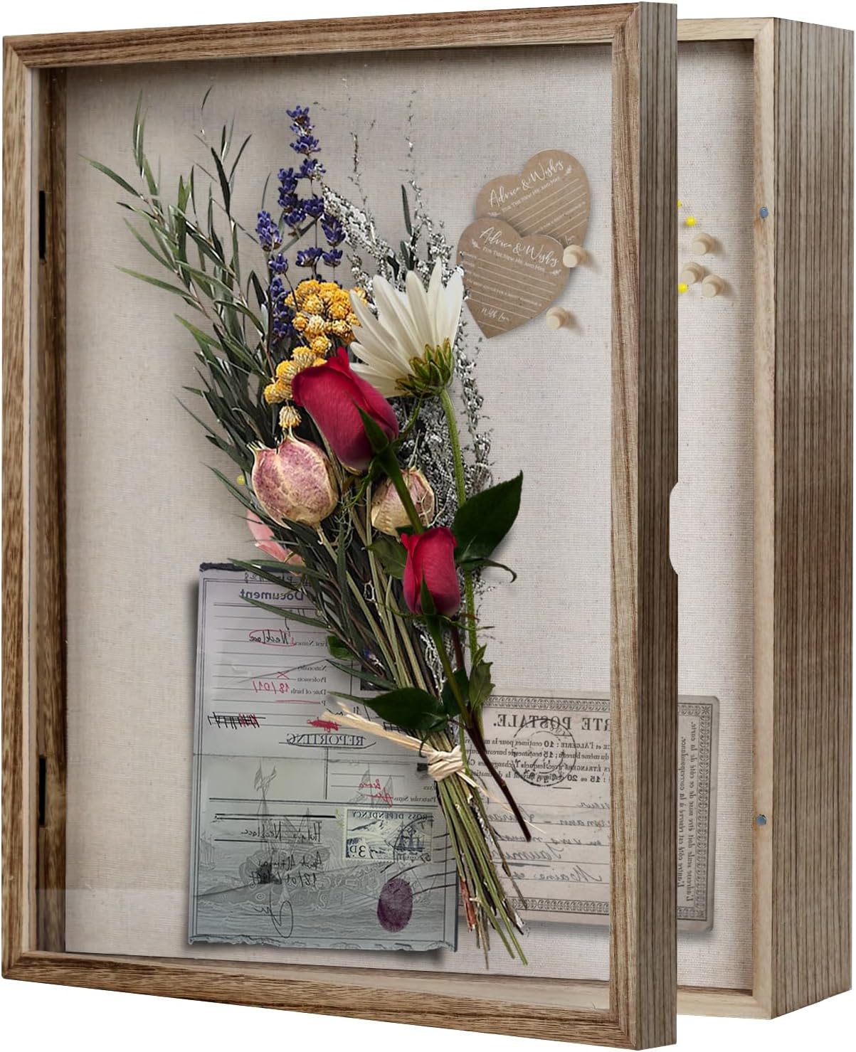 Amazon.com - Shadow Box Display Case 13 x 16 Flowers Wooden Memory ...