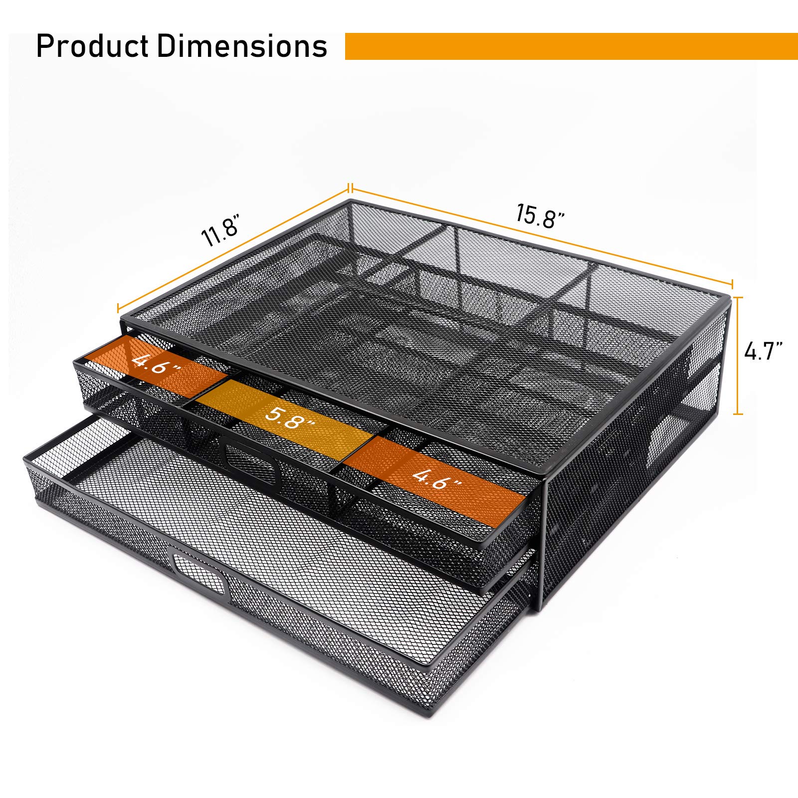 Monitor Stand Riser with Drawer - Metal Mesh Laptop Desk Organizer with ...