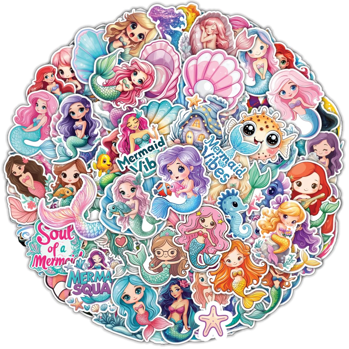 Amazon.com: 100pcs Mermaid Stickers for Kids Waterproof Decals for ...