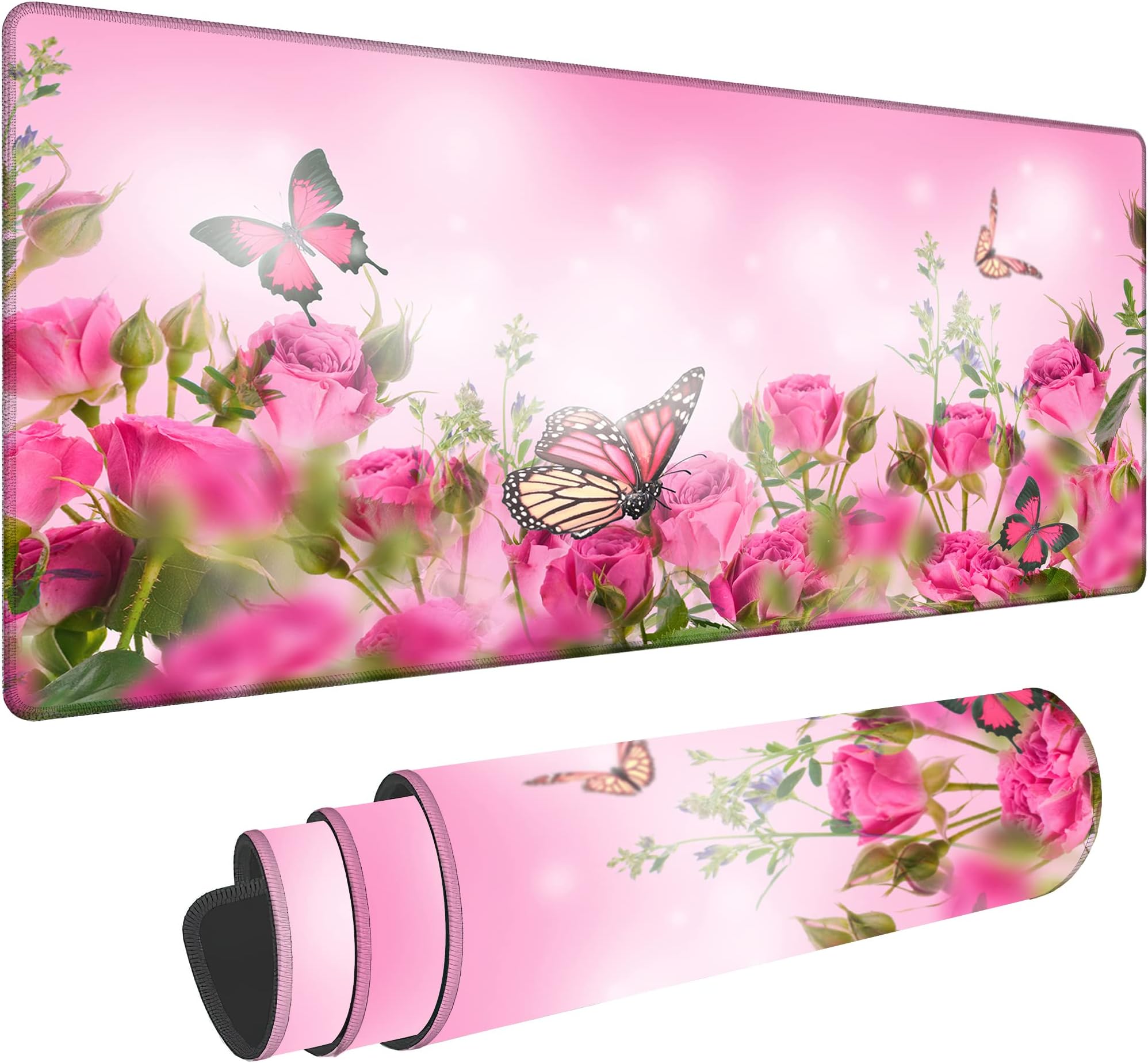 Amazon.com : Extended Long Cute Large Mouse Pad, Vintage Roses Floral ...