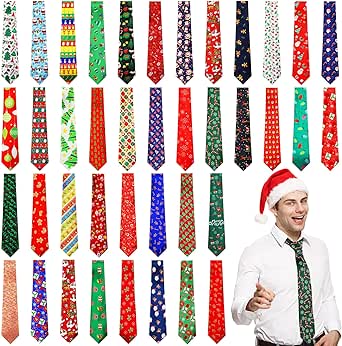 Amazon.com: Suhine 40 Pcs Christmas Tie for Men Christmas Necktie ...