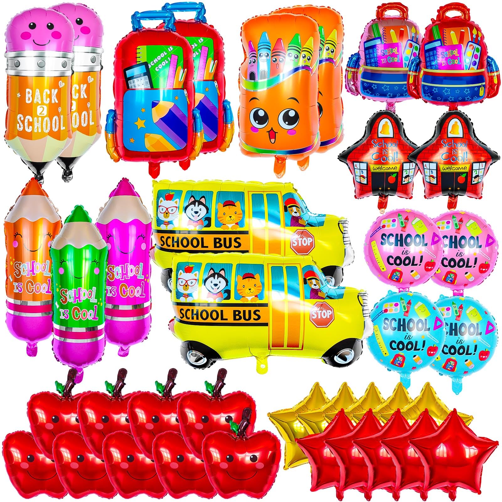 Amazon.com: 38 Pcs Back to School Balloons, School Helium Mylar Balloon ...