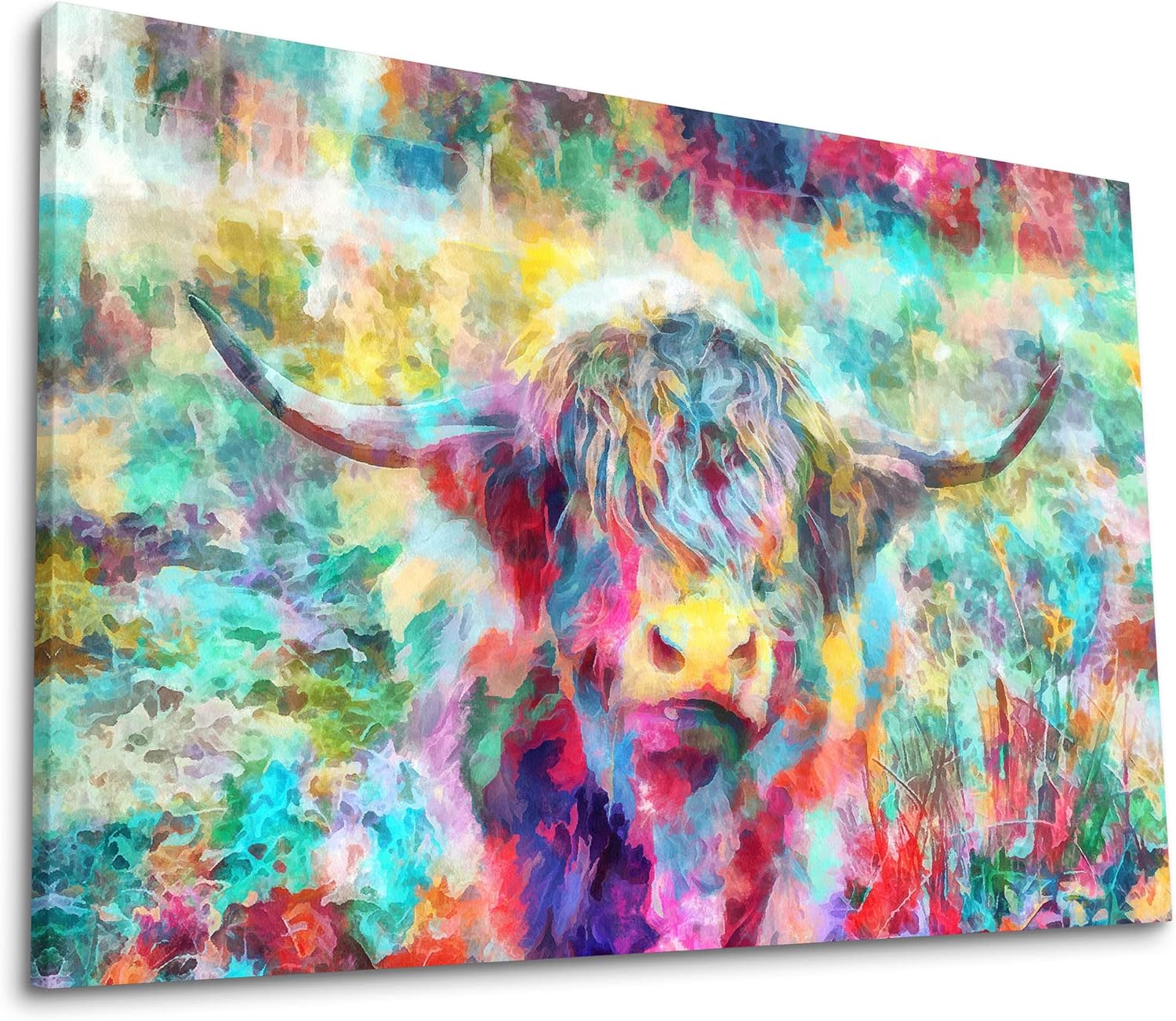 Amazon.com: Original Highland Cow Color Canvas Wall Art Decor | Extra ...