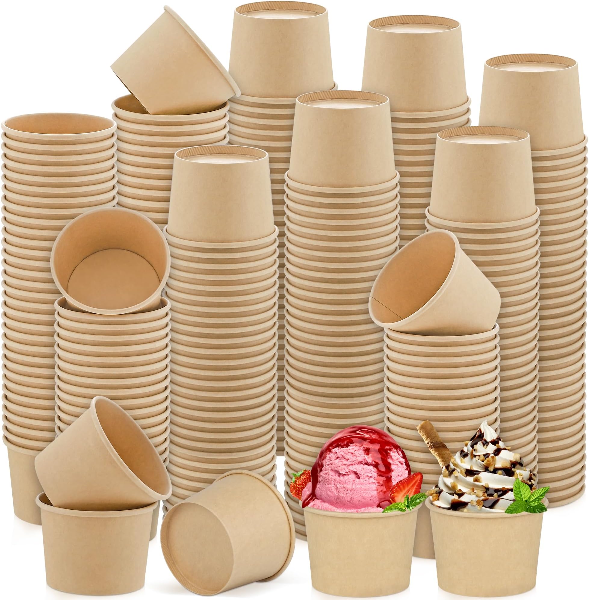 Amazon.com: GSM Brands Paper Ice Cream Cups - 100-Count - 12 oz ...