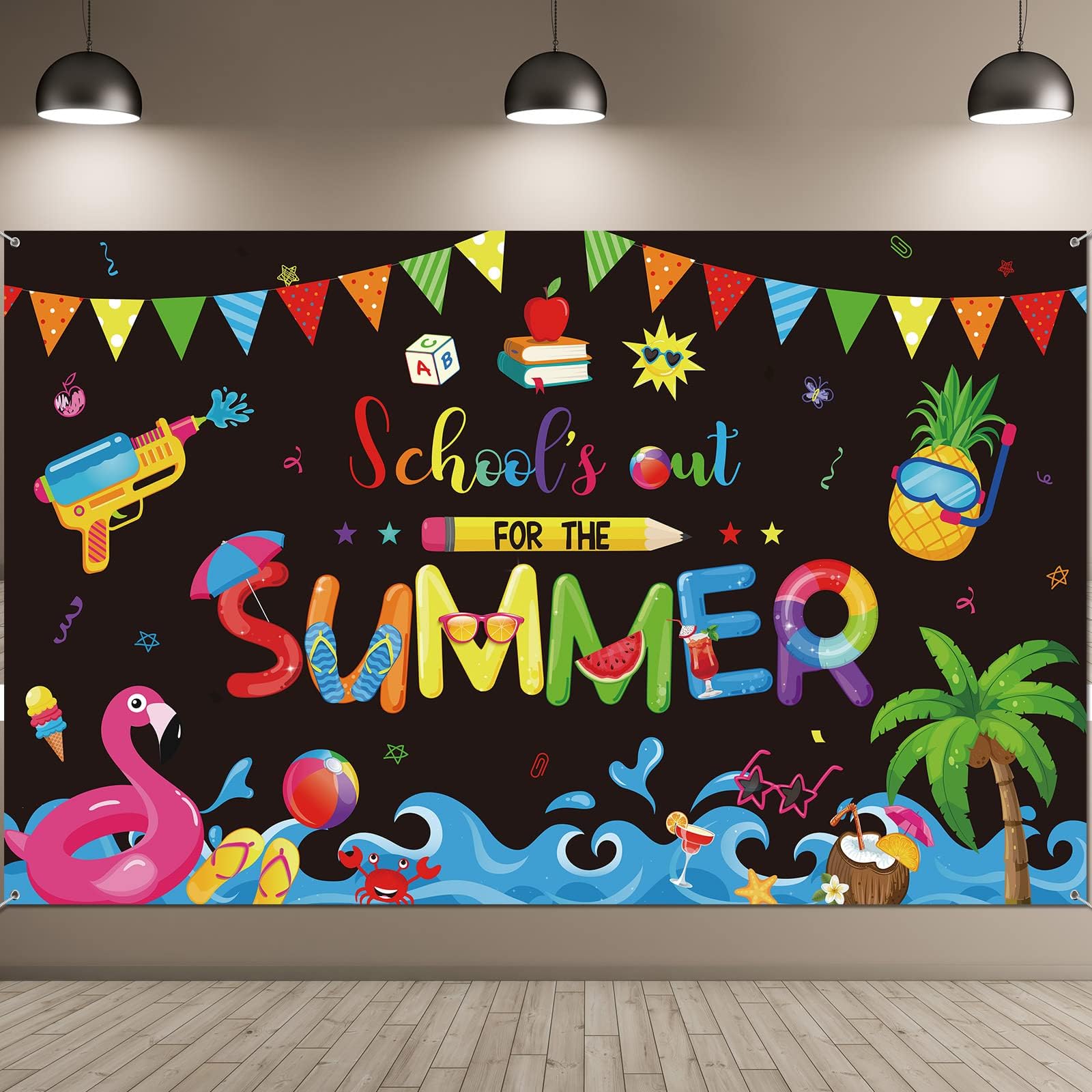Amazon.com : WooEver School's Out for Summer Backdrop Banner End of ...