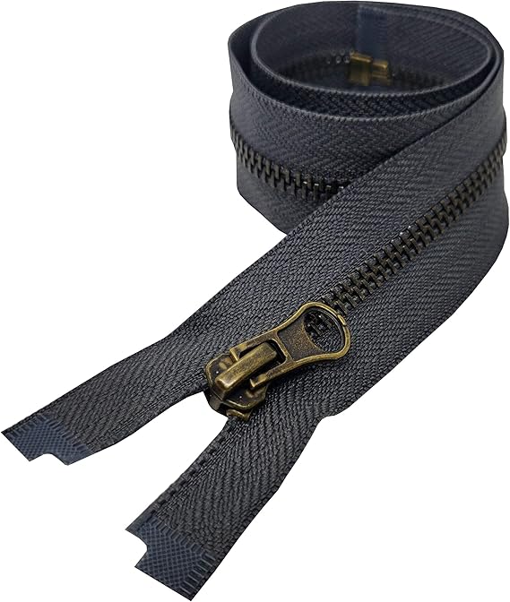 Metal Zipper Fastener Size #5 Open End Antique Brass Heavy Duty Single ...