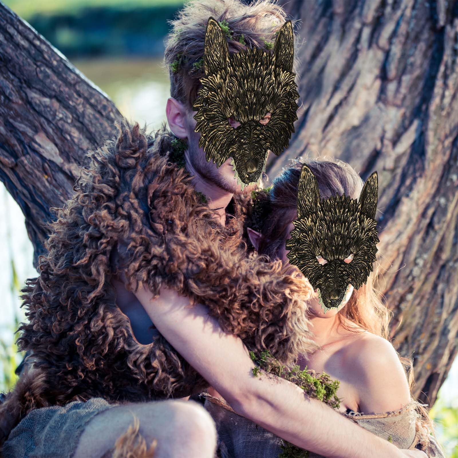 DKINY Wolf Mask Adult Gold Scary Werewolf Mask Wolf Head Mask Wolf ...