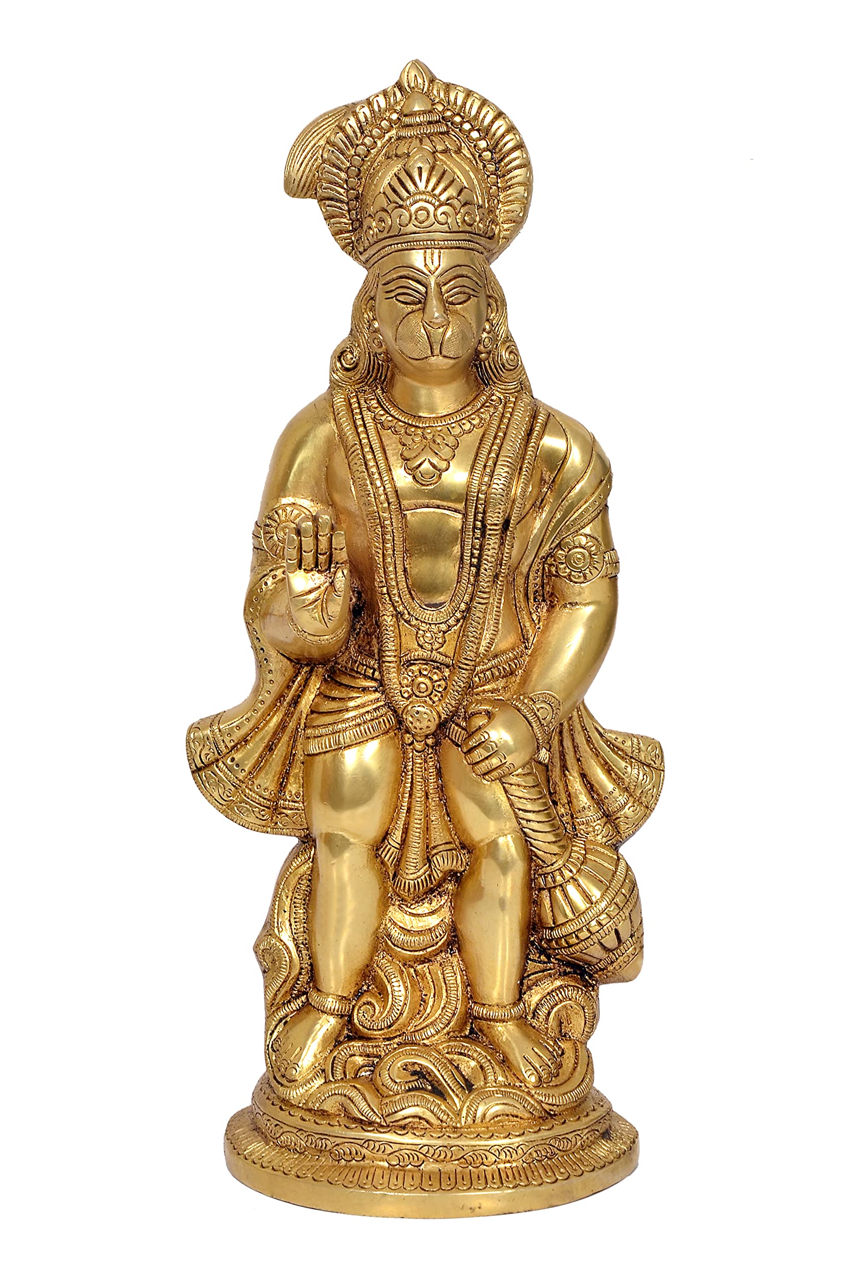 AONA Hanuman Golden Idol Hanuman Ji Standing Brass Statue for Home ...