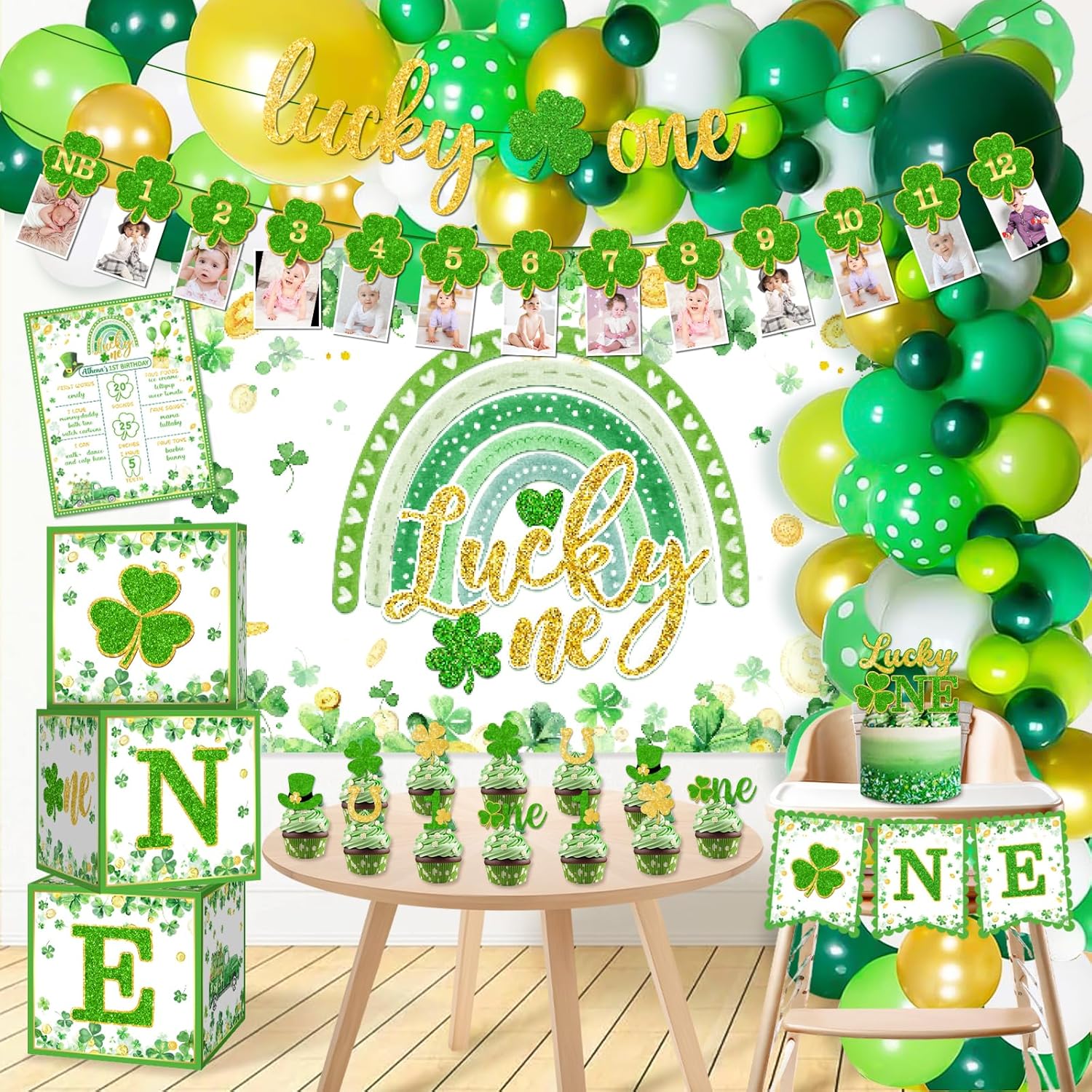 Amazon.com: Lucky One Birthday Decorations Boy, St Patricks Day 1st ...