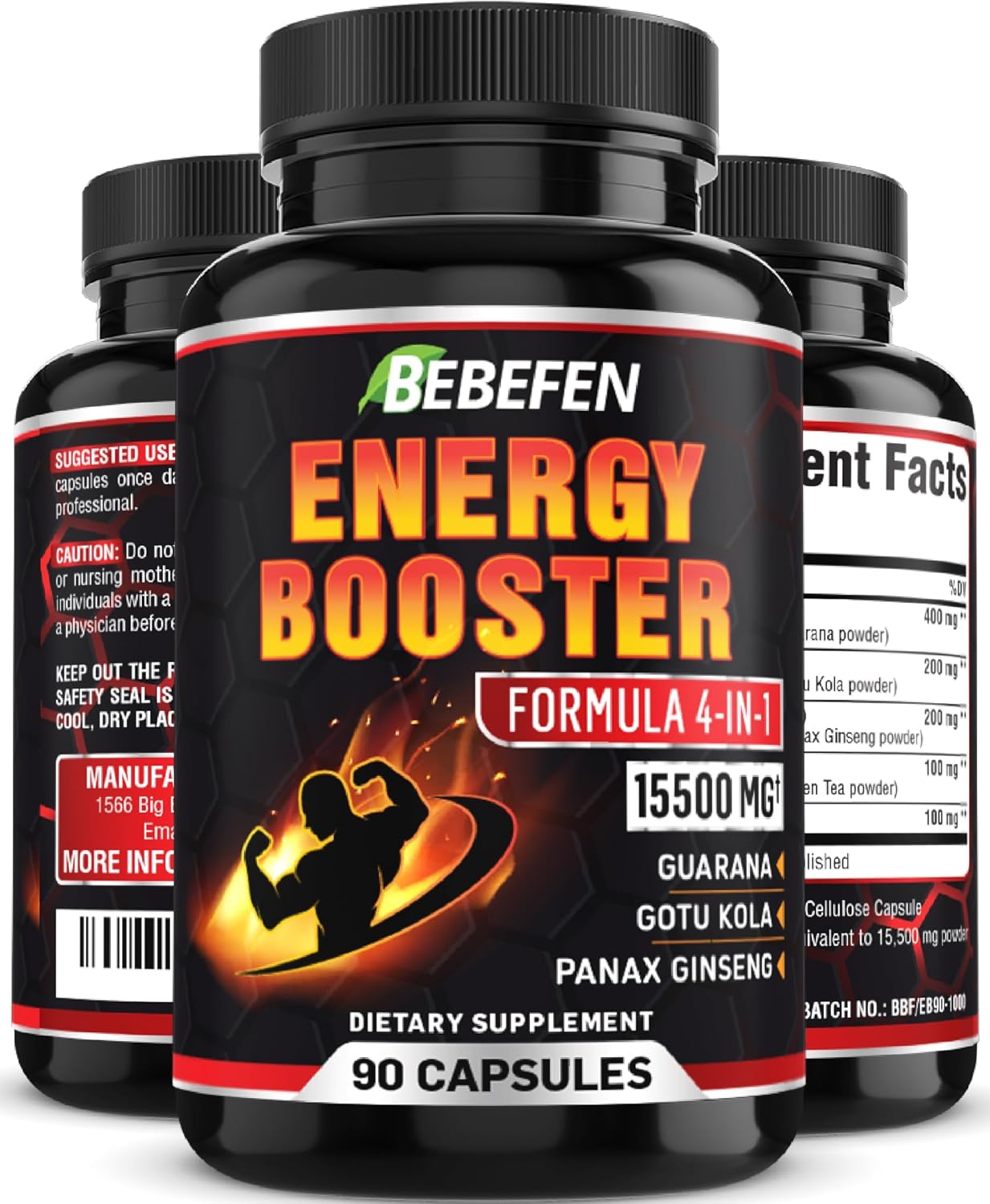 Energy Supplement | 15500 mg Equivalent | 90 Capsule Pills | with ...