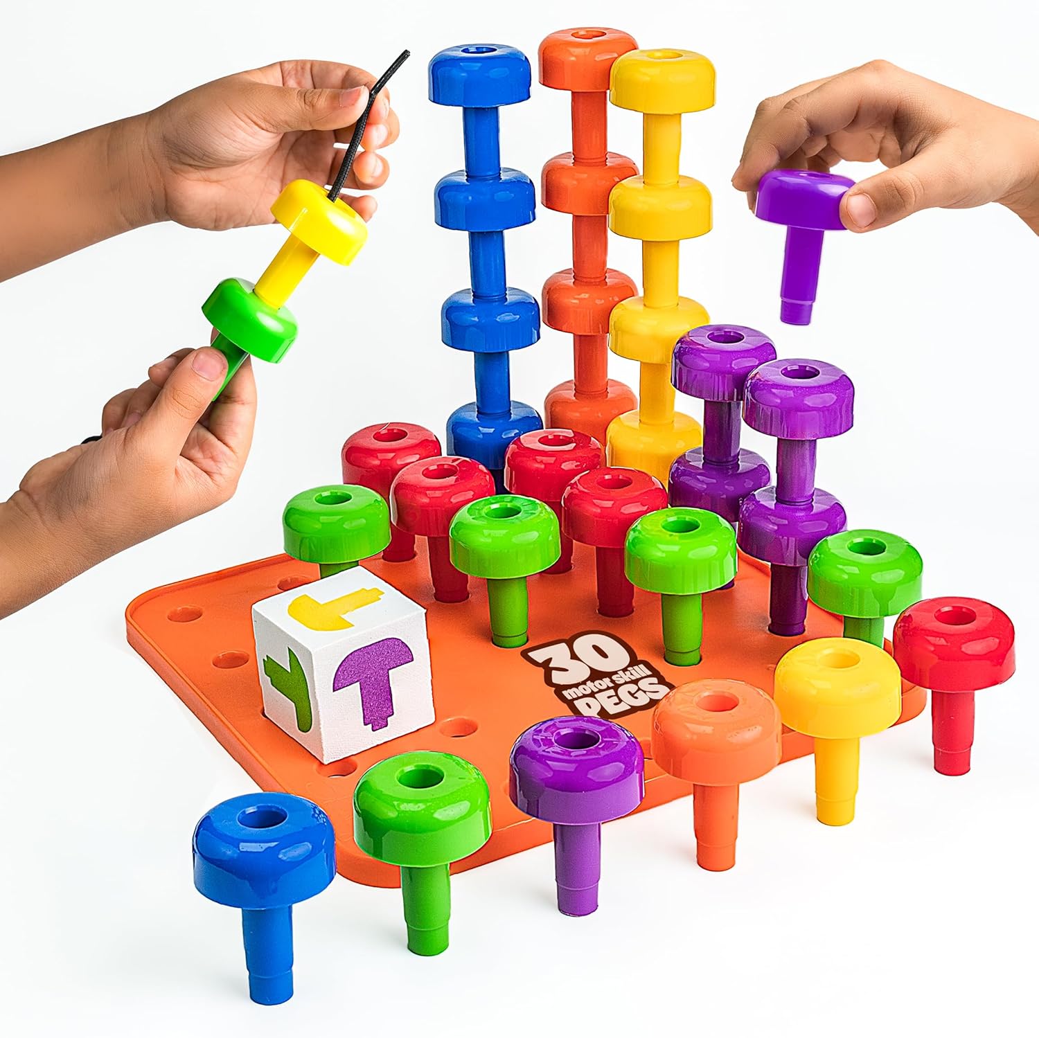 Amazon.com: Skoolzy Foam Peg Board 34 pcs with Foam Board, Lacing ...