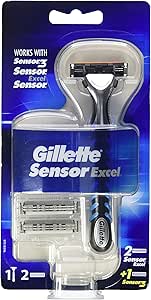 Gillette Sensor Excel Men's Razor + 3 Razor Blade Refills, Self ...