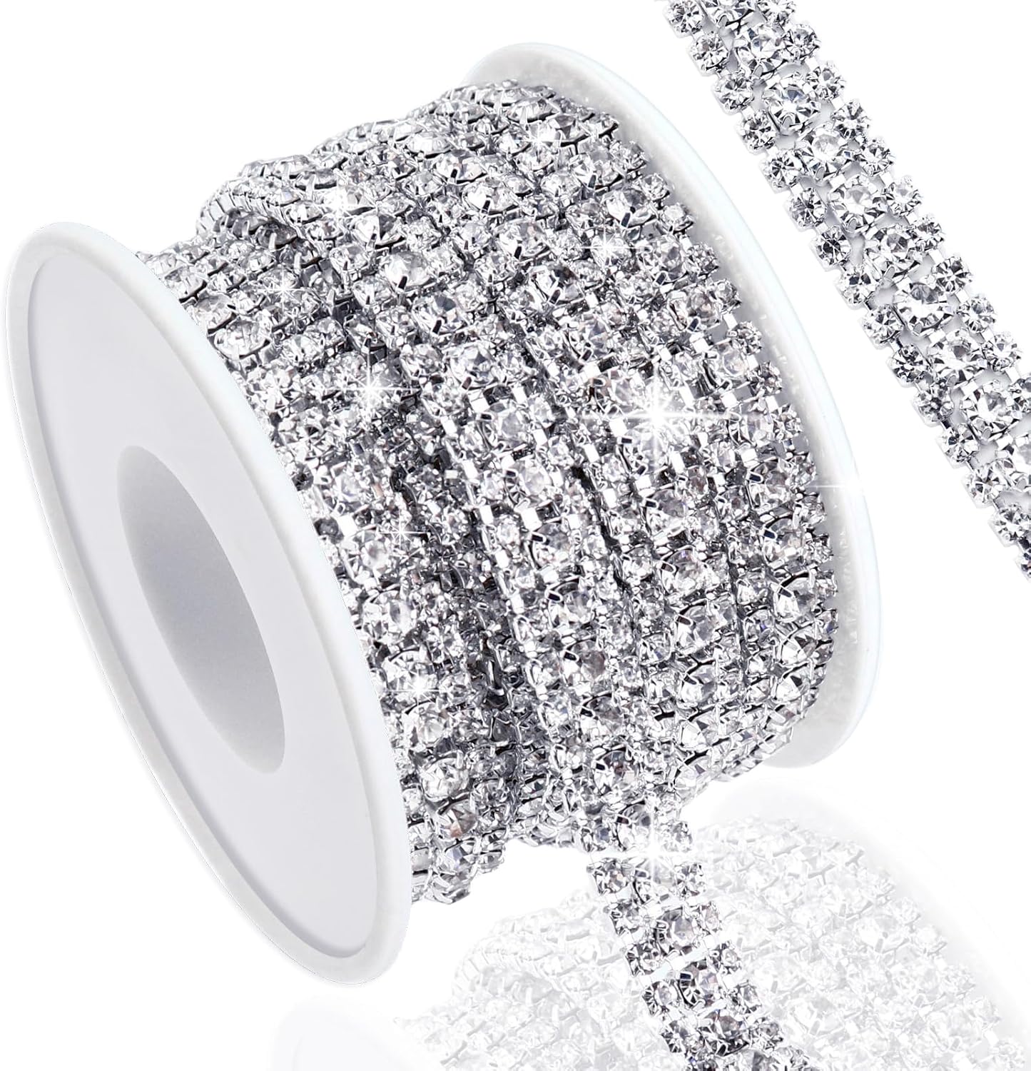 Amazon.com: Towenm 3 Yards 3 Rows Crystal Rhinestone Chain Trim for ...