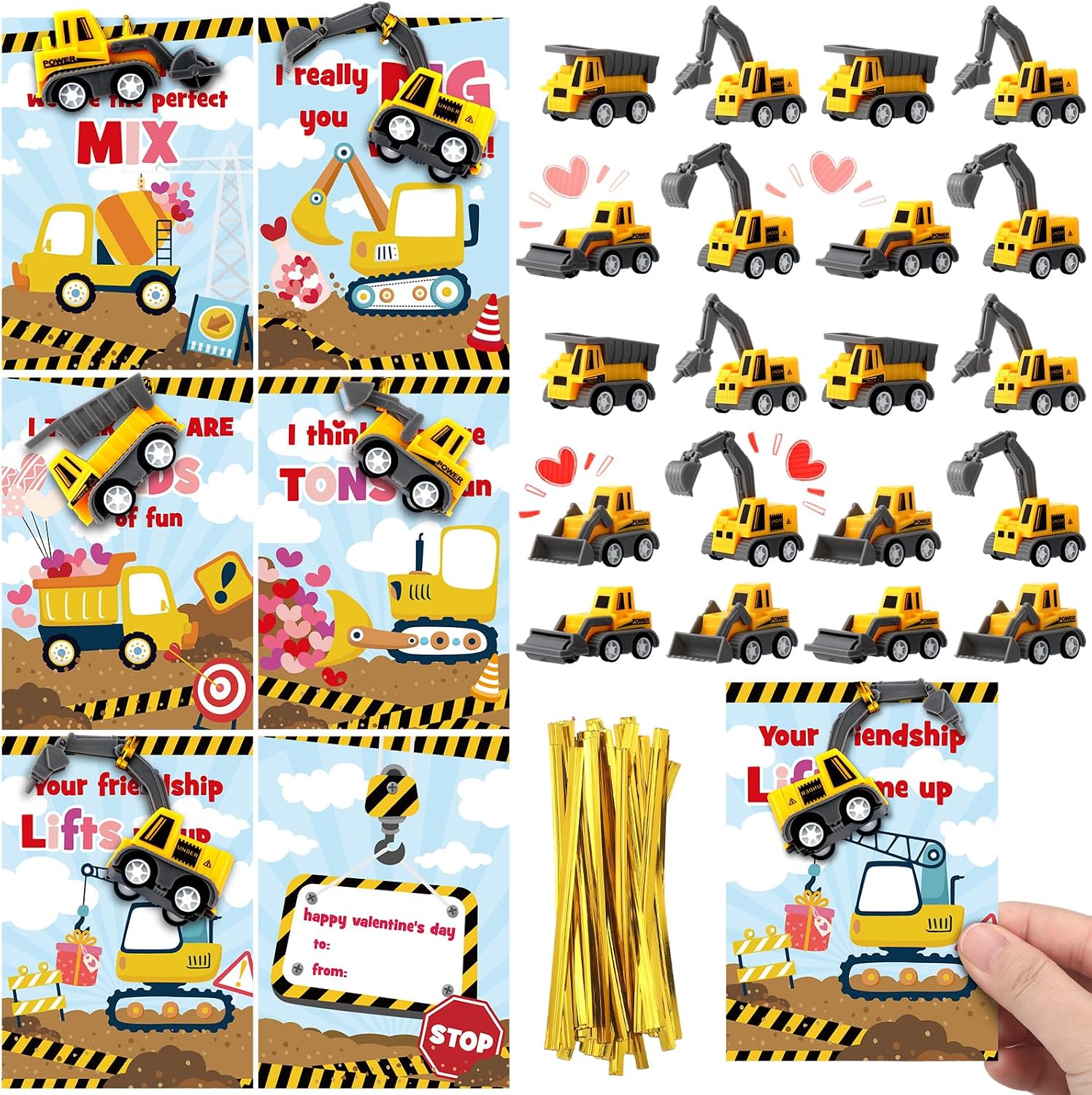 Amazon.com: Libima 30 Set Valentine's Day Construction Vehicle Truck ...