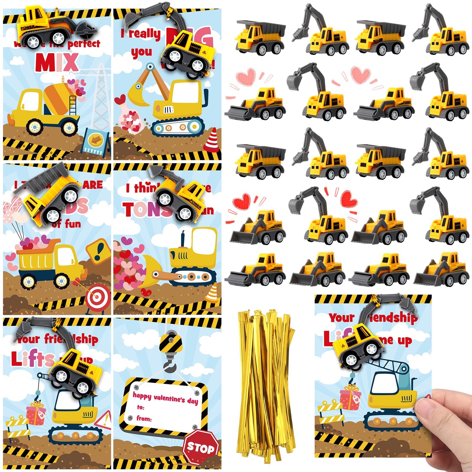 Snapklik.com : 30 Set Construction Valentines Day Cards Bulk Mini ...