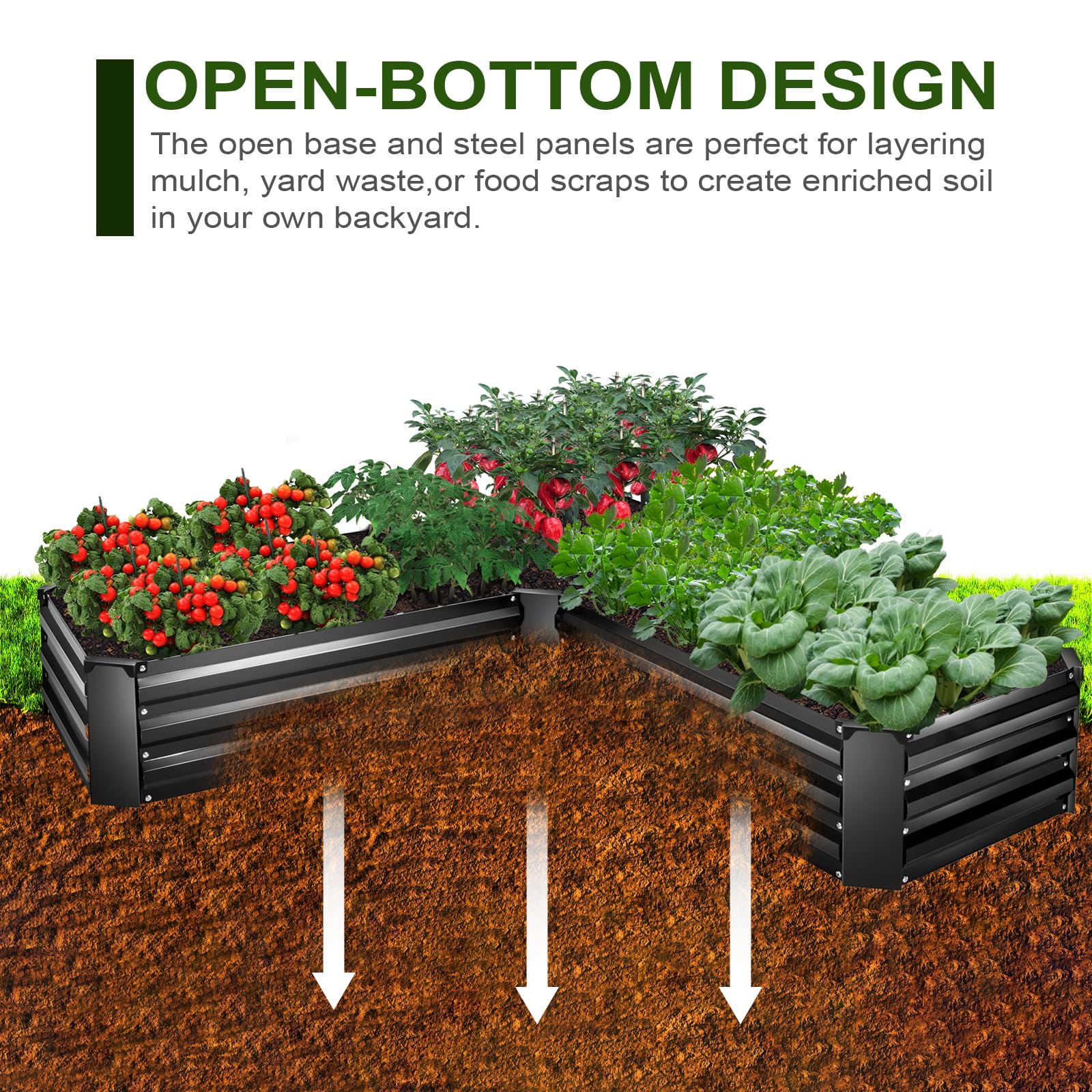 Snapklik.com : Raised Bed Garden Bed Kit, 5x5x1ft Galvanized Planter ...