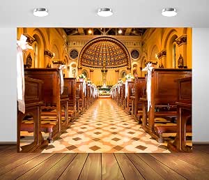 Amazon.com : BELECO 12x10ft Fabric Catholic Cathedral Church Backdrop ...