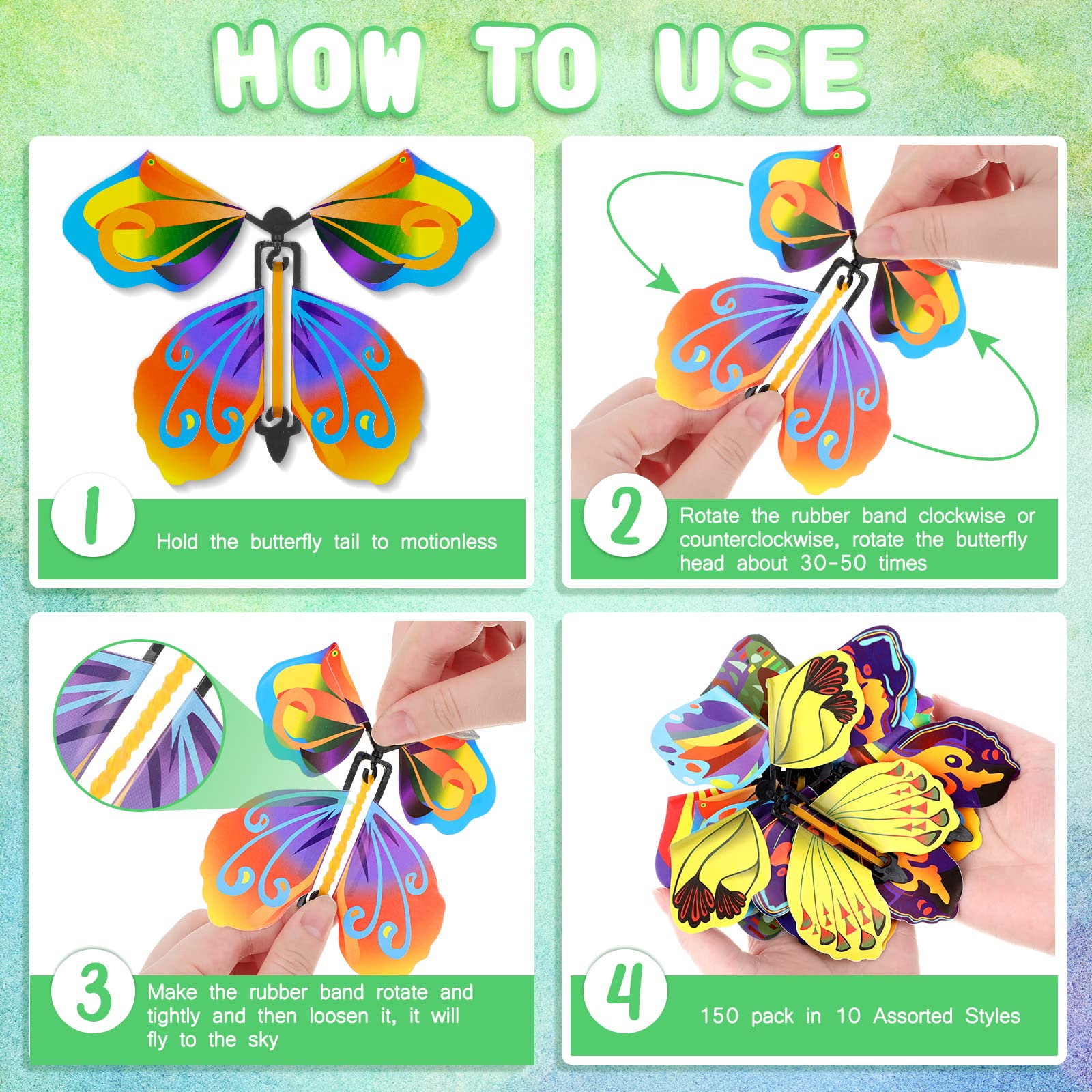 Snapklik.com : 150 Pcs Flying Butterfly Fairy Flying Butterfly Wind Up ...