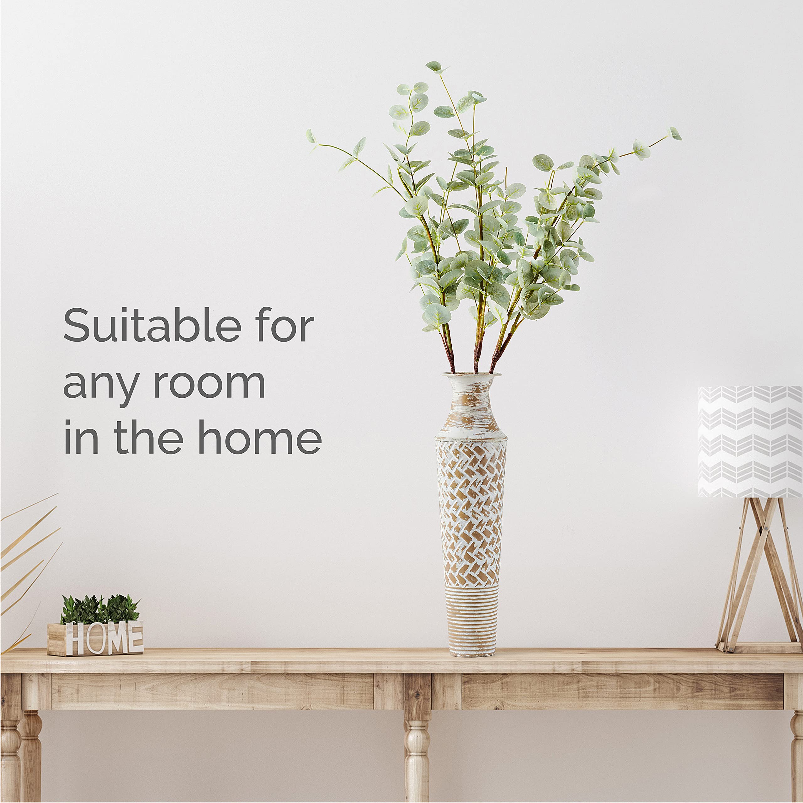 Elements Embossed Camel Weave Metal Vase-Table Centerpiece Farmhouse ...