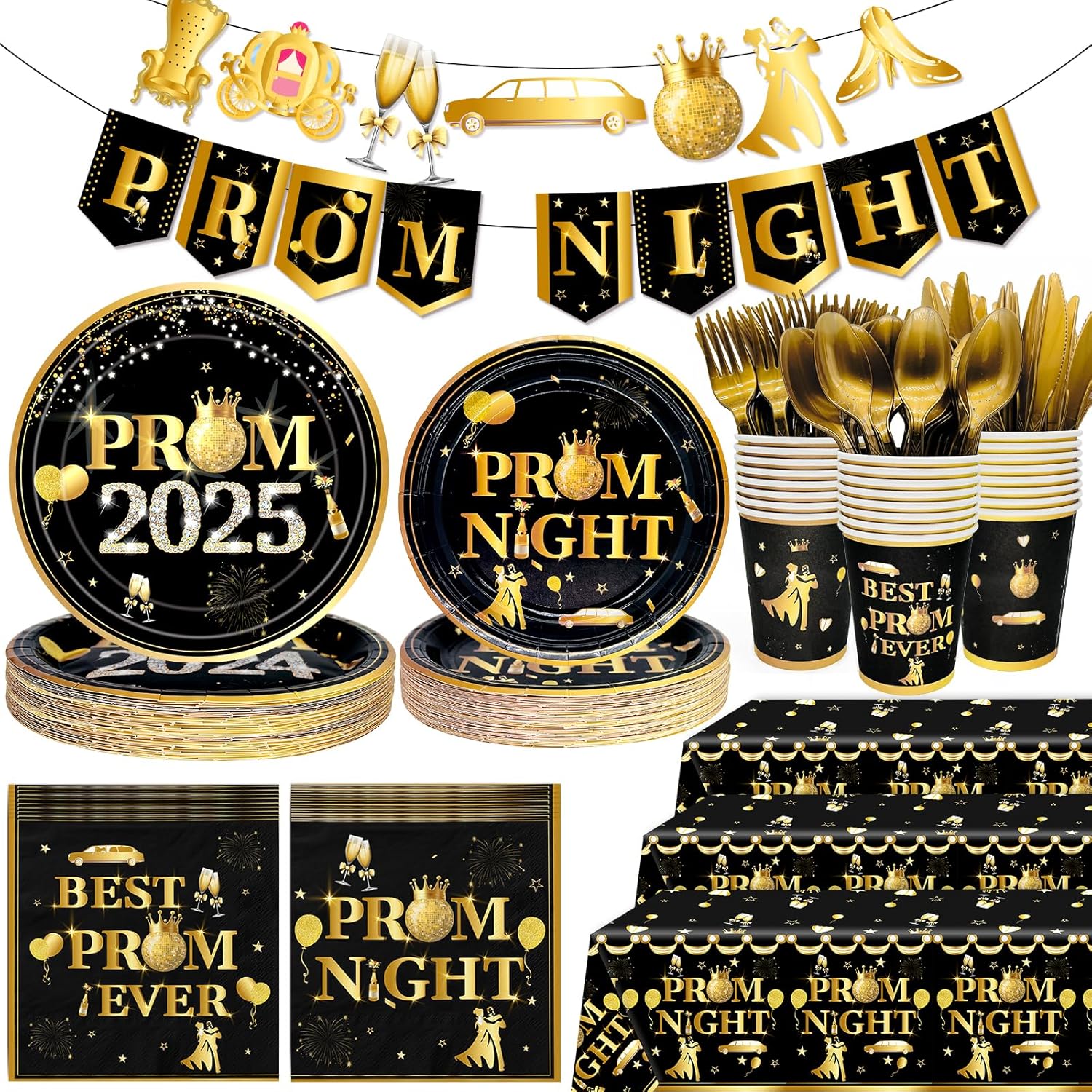 Amazon.com: 179Pcs Prom Decorations for Party 2025 Prom Plates and ...