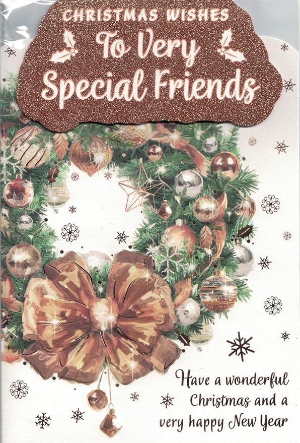 Special friends christmas card. Traditional festive xmas theme. 9 x 6 ...