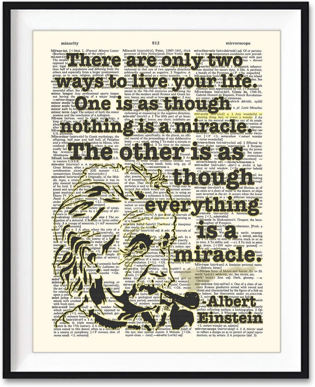 Amazon.com: Everything is a Miracle, Albert Einstein Quote Art Print ...