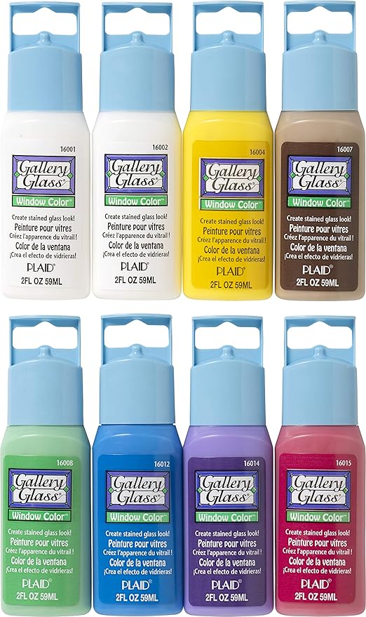 Amazon.com: Plaid Gallery Glass Window Color Beginner Set (2-Ounce), (8 ...