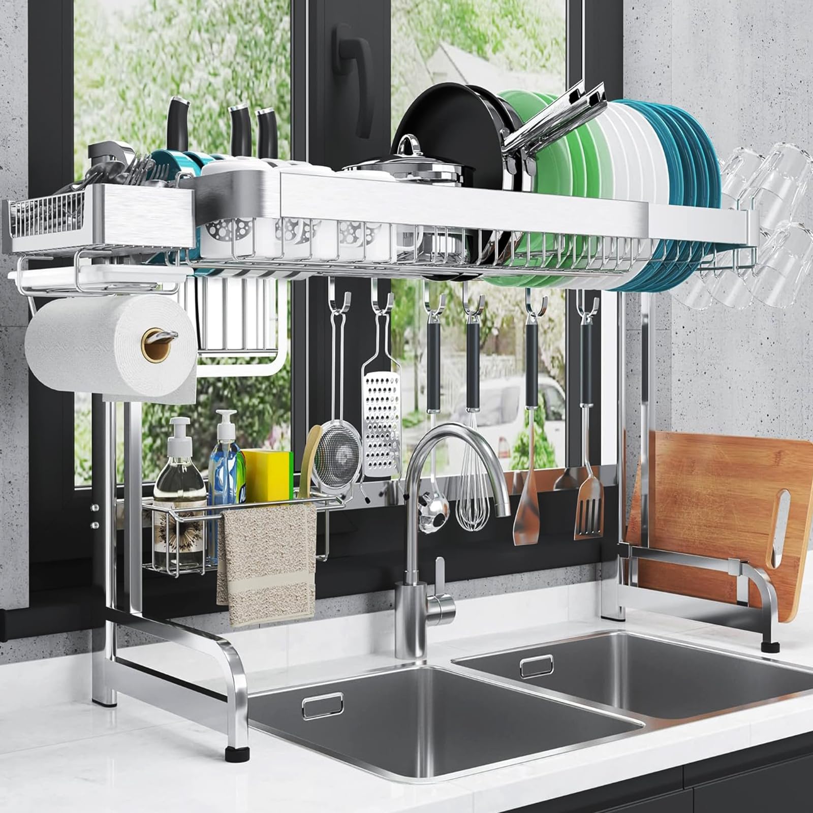 Amazon.com - Hdrriozu Over the Sink Dish Drainer Drying Rack 3 Tier ...