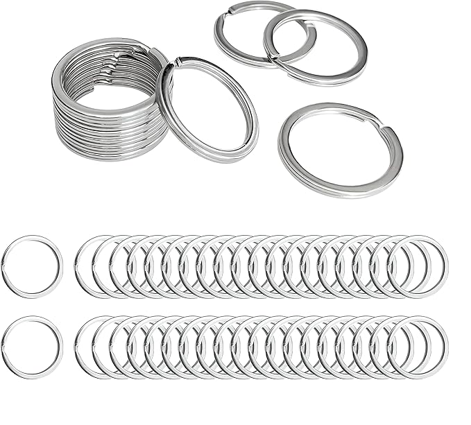 Amazon.com: Flat Key Rings 50 Pieces 1 inches Flat Key Rings Metal ...