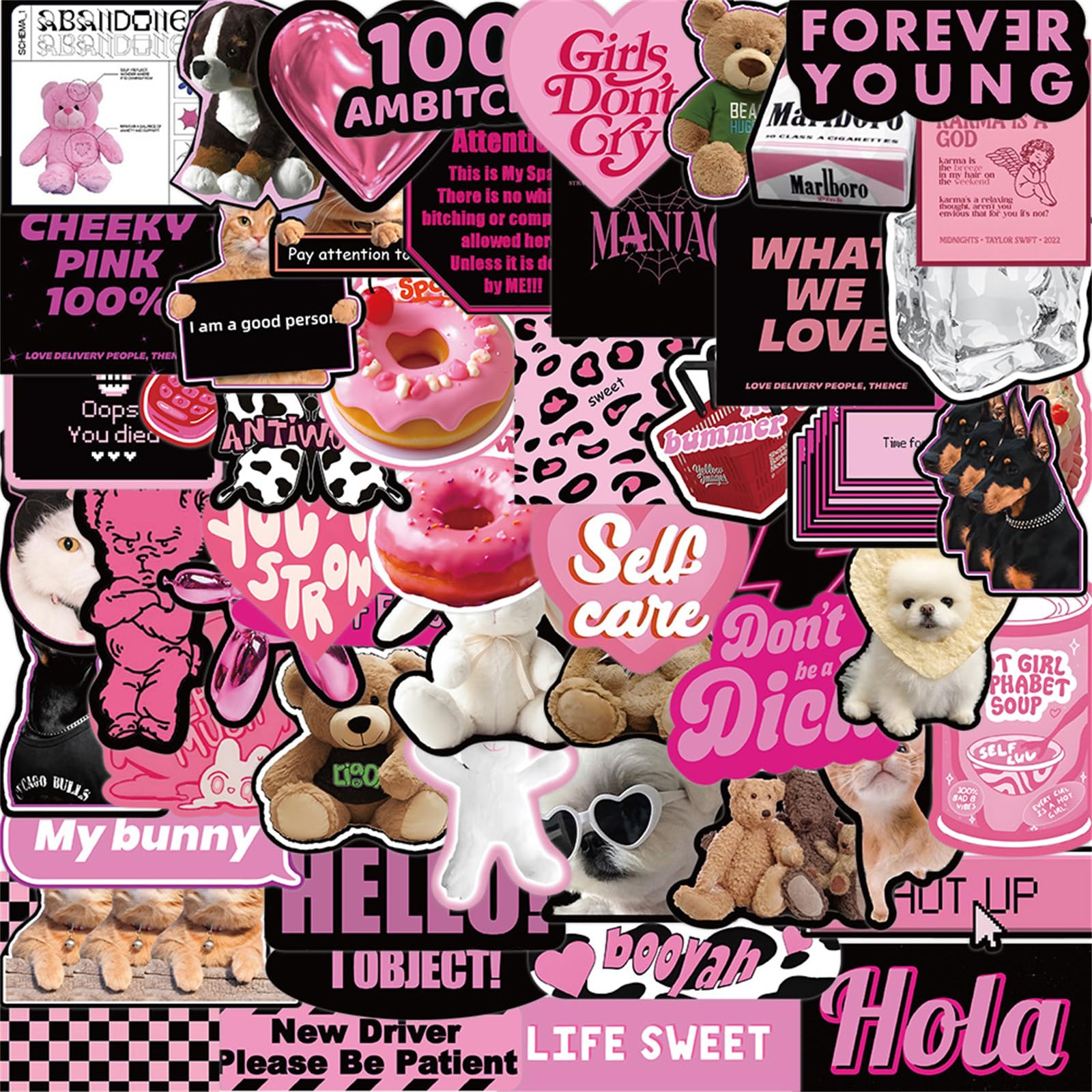 Amazon.com: Y2K Stickers for Girls, Black Pink Theme Stickers Pack ...