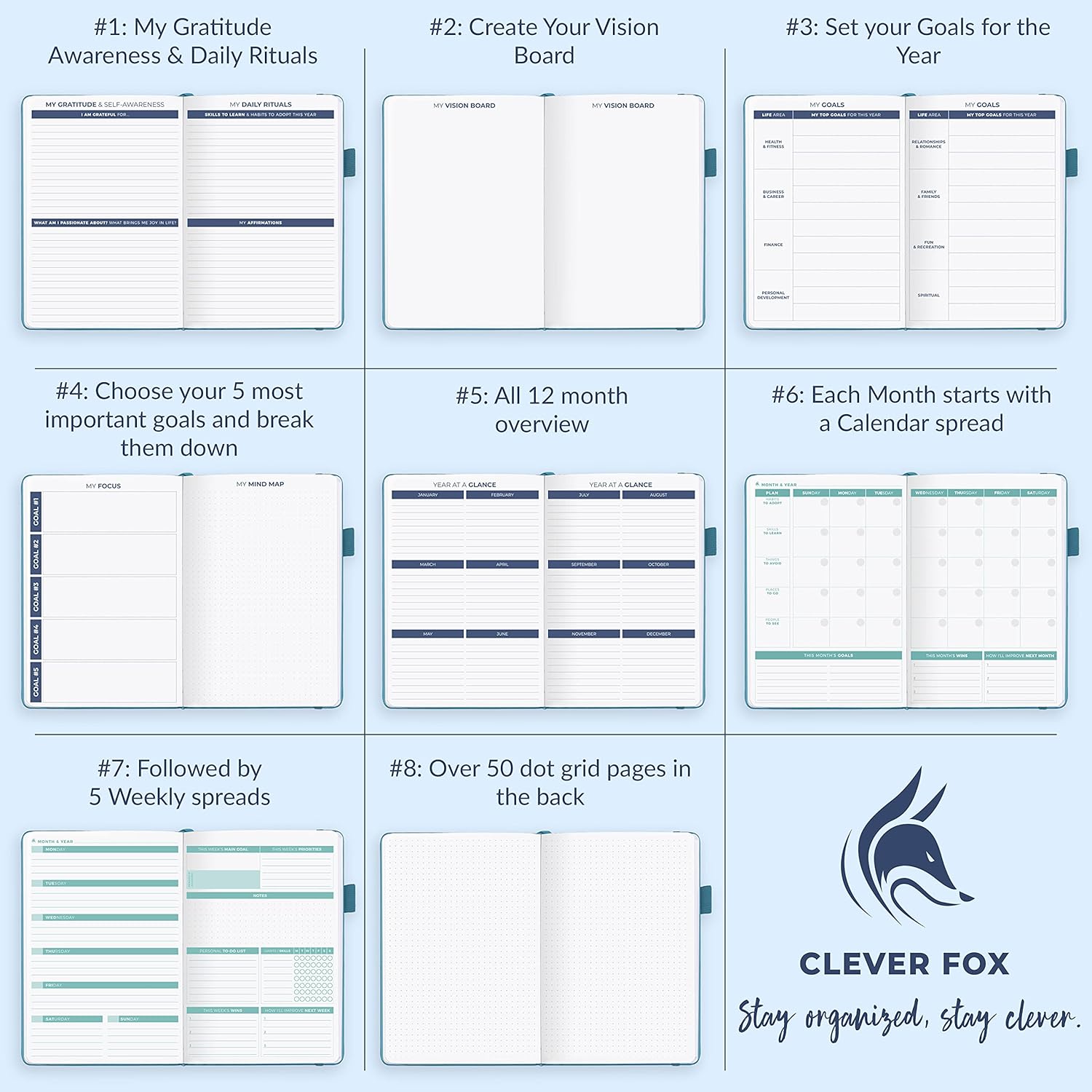 Buy Clever Fox Planner 2nd Edition – Colorful Weekly & Monthly Goal ...