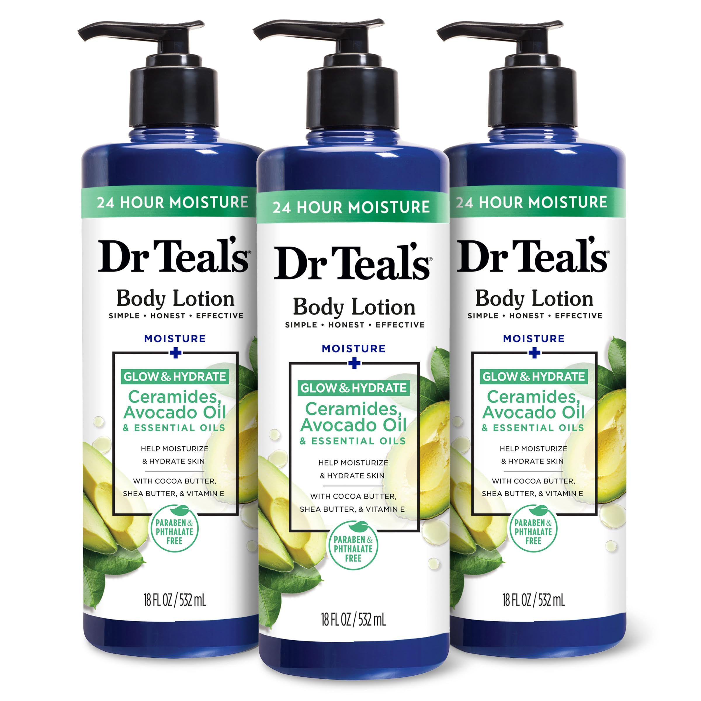 Amazon.com : Dr Teal's Body Lotion, Glow & Hydrate Ceramides & Avocado ...