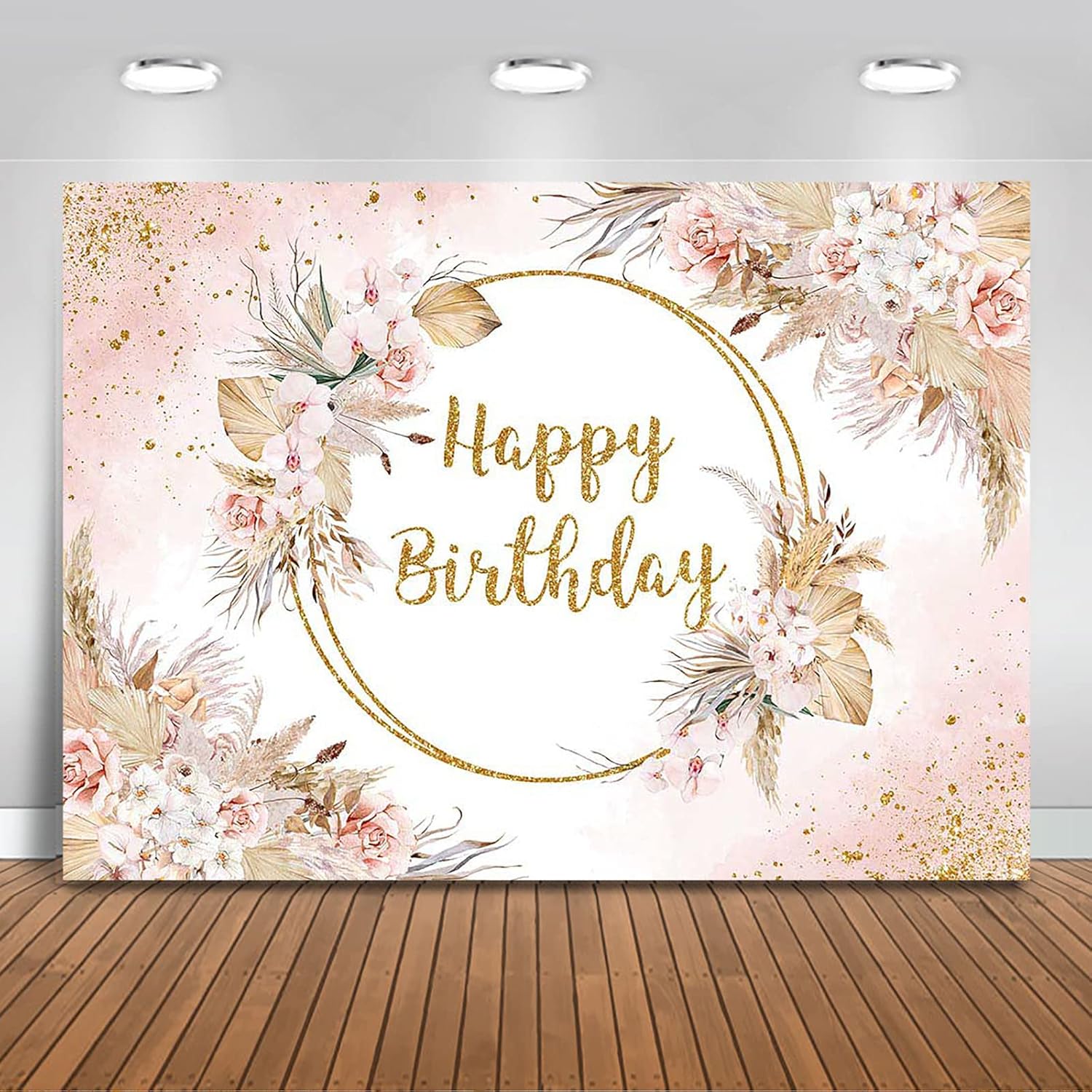 Amazon.com : Mocsicka Boho Happy Birthday Backdrop Bohemian Pampas ...